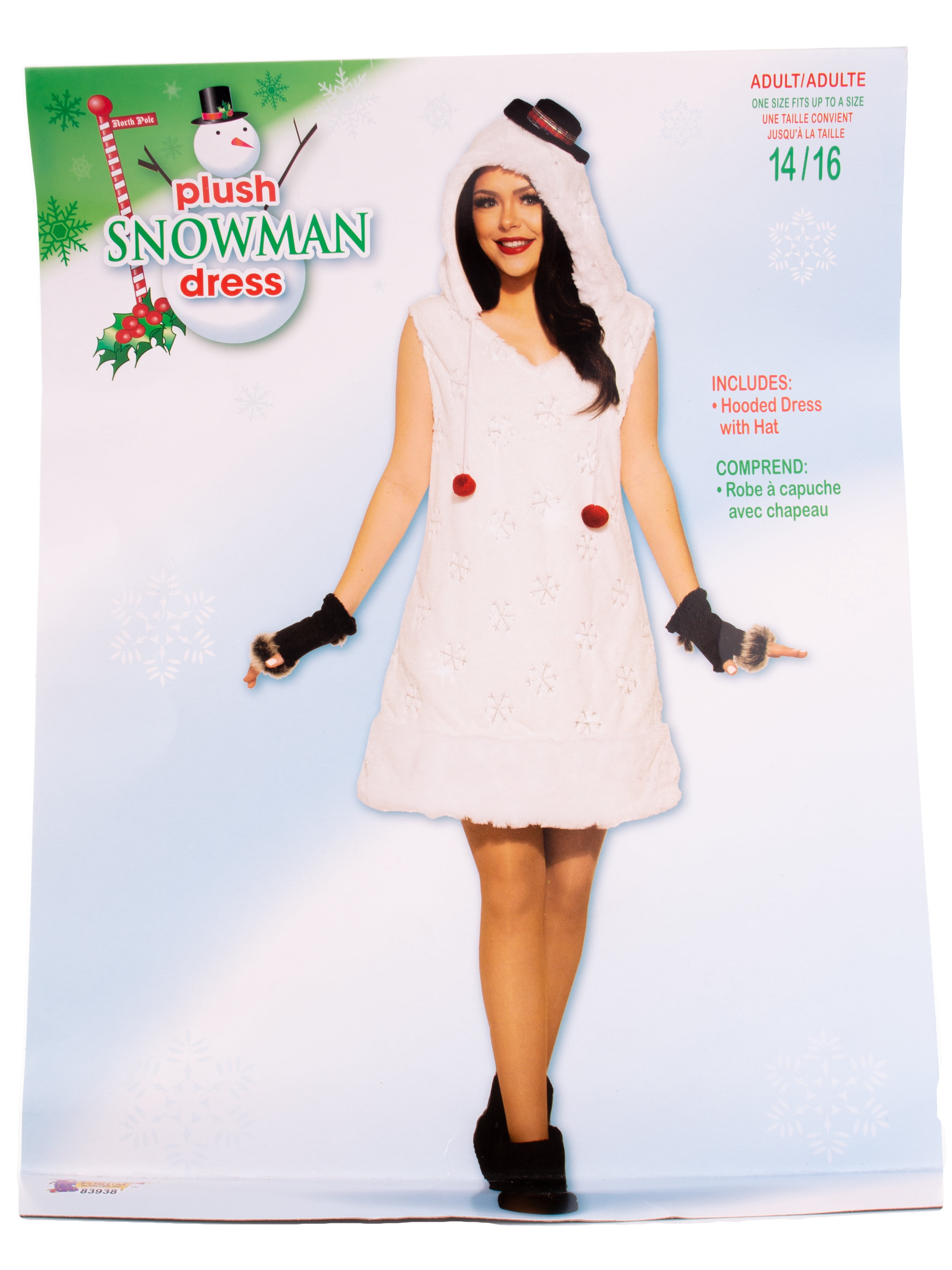 Forum Women's Plush Snowman Costume Dress, White, One Size - Walmart.com