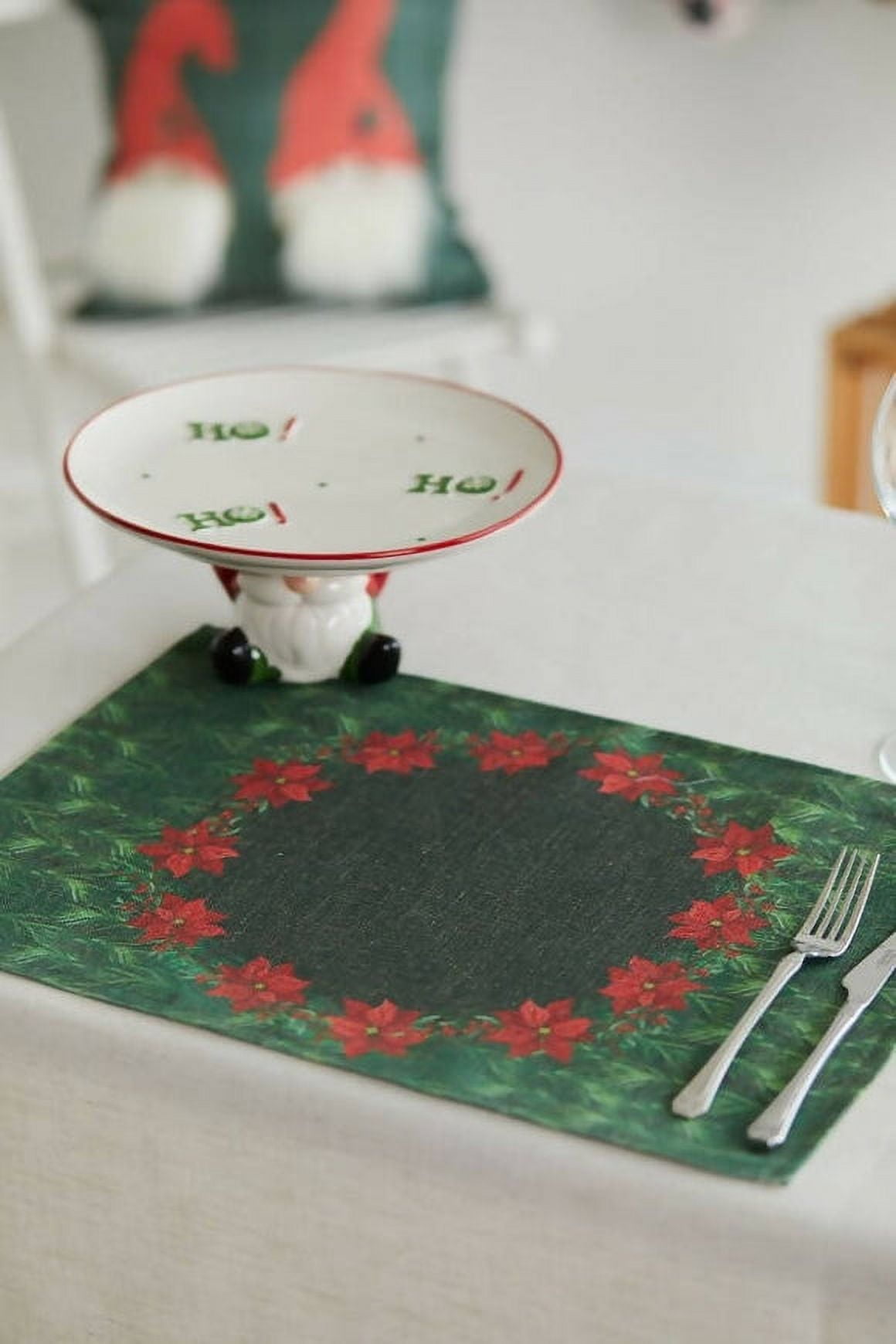 Holiday Themed Placemats, Poinsettia Flower Pattern Set of 2 - Walmart.com