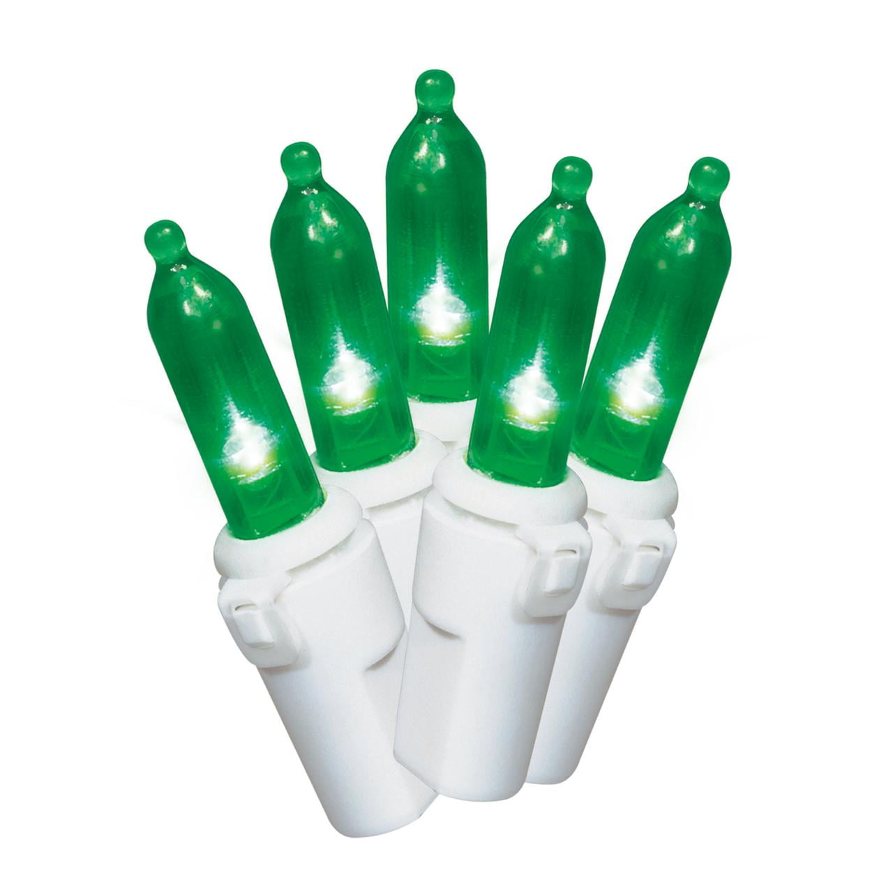 Holiday Time 100-Count Green LED Mini Christmas Lights, with White Wire ...