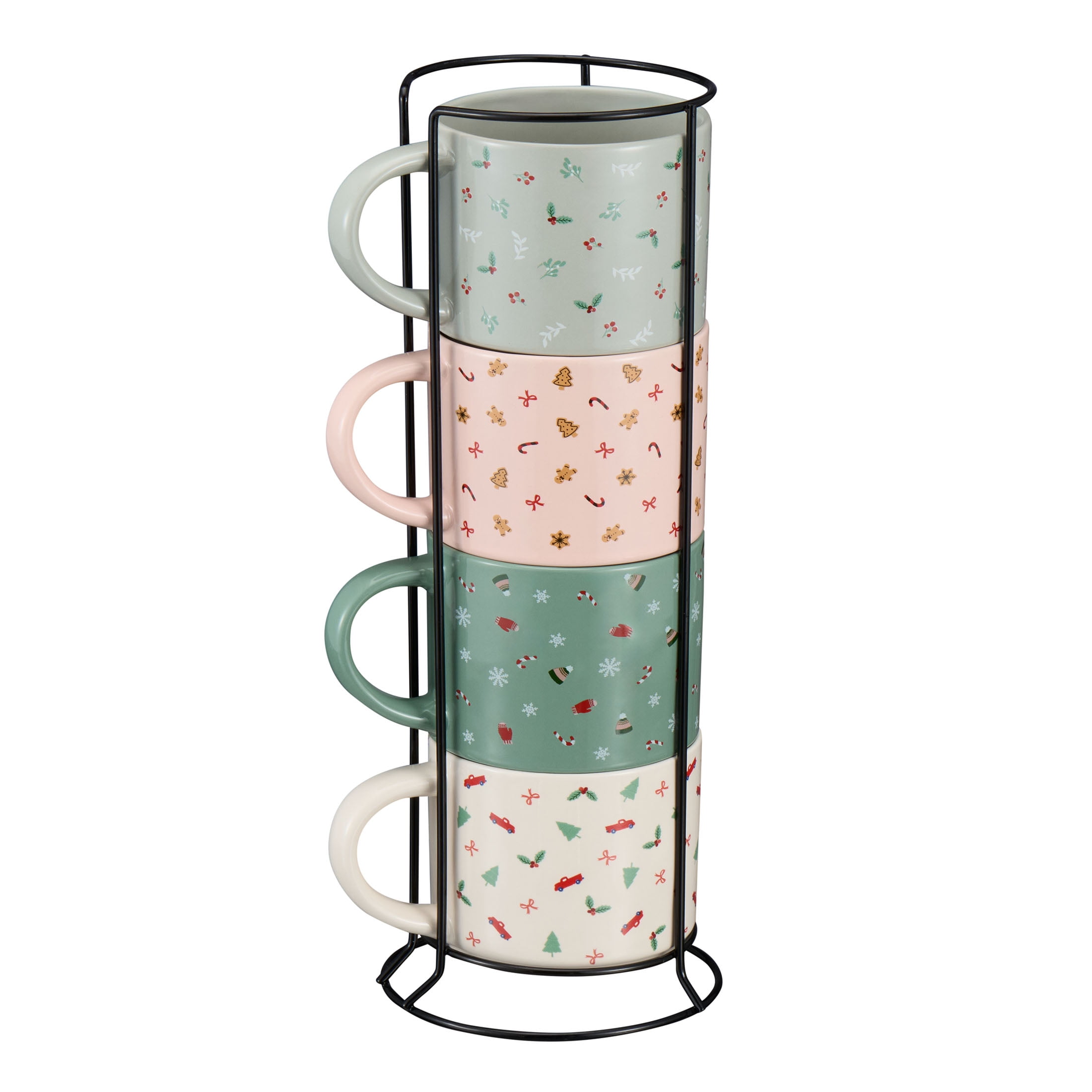 Holiday Time 11-oz Holiday Ditsy Print Glazed Stoneware Ceramic ...