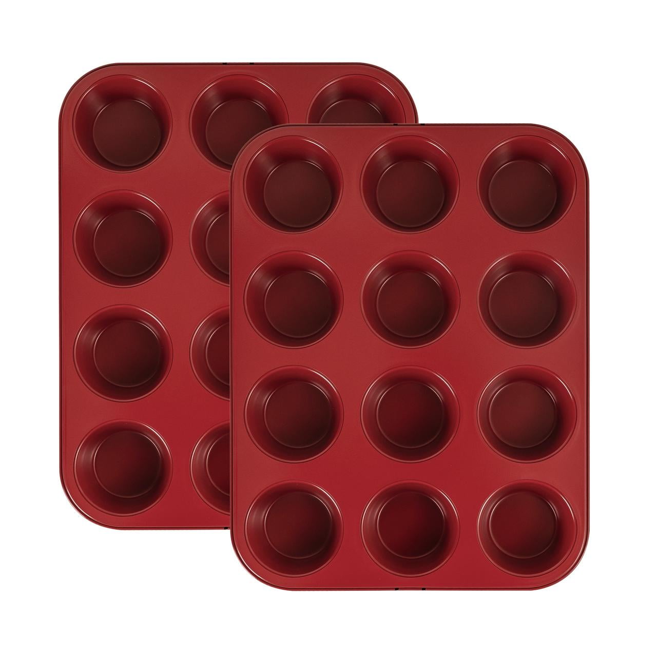 Holiday Time 12-Cup Muffin Pan, 2-Pack, Red - Walmart.com
