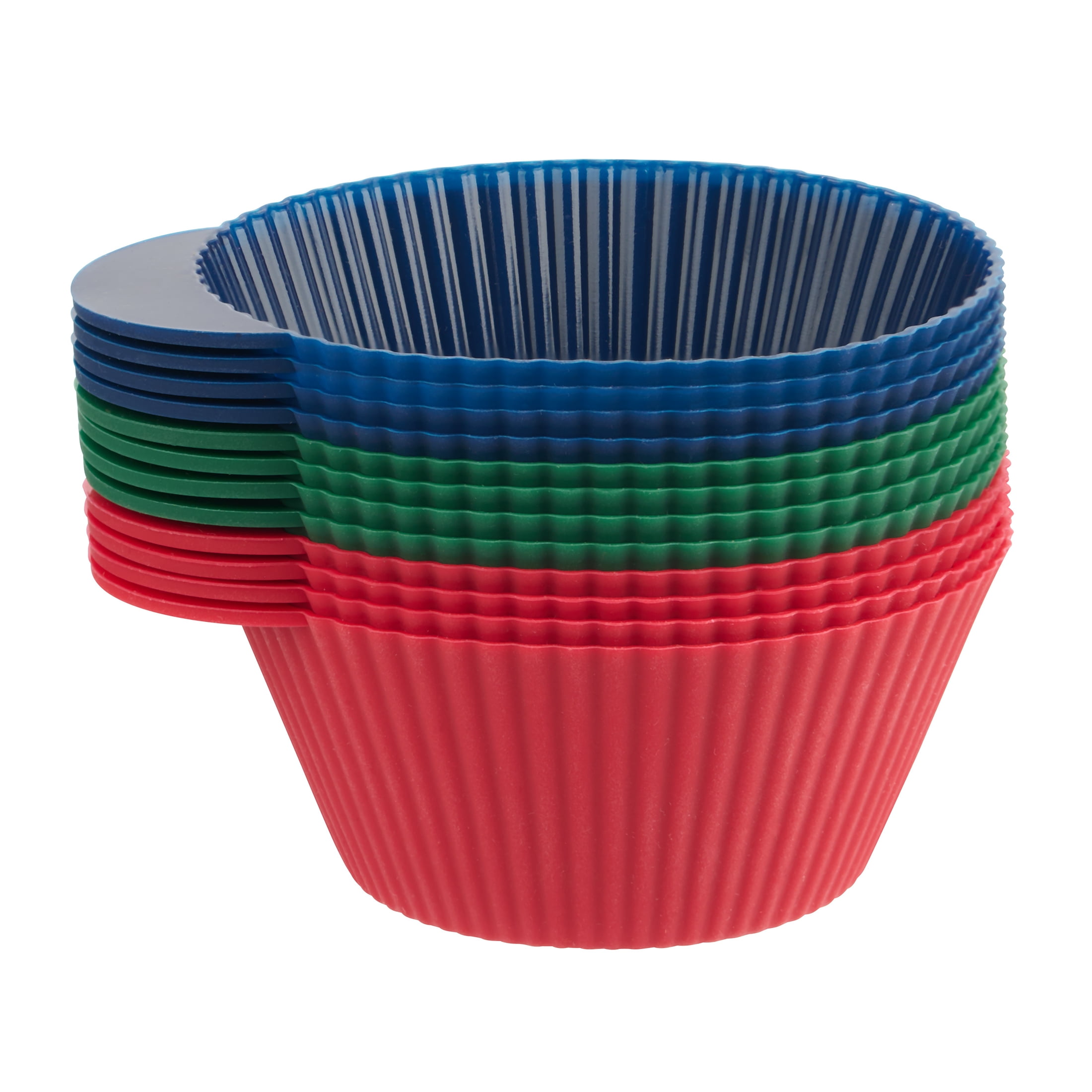 Holiday Time 12 pack Silicone Baking Cupcake Liners, Red, Green and ...
