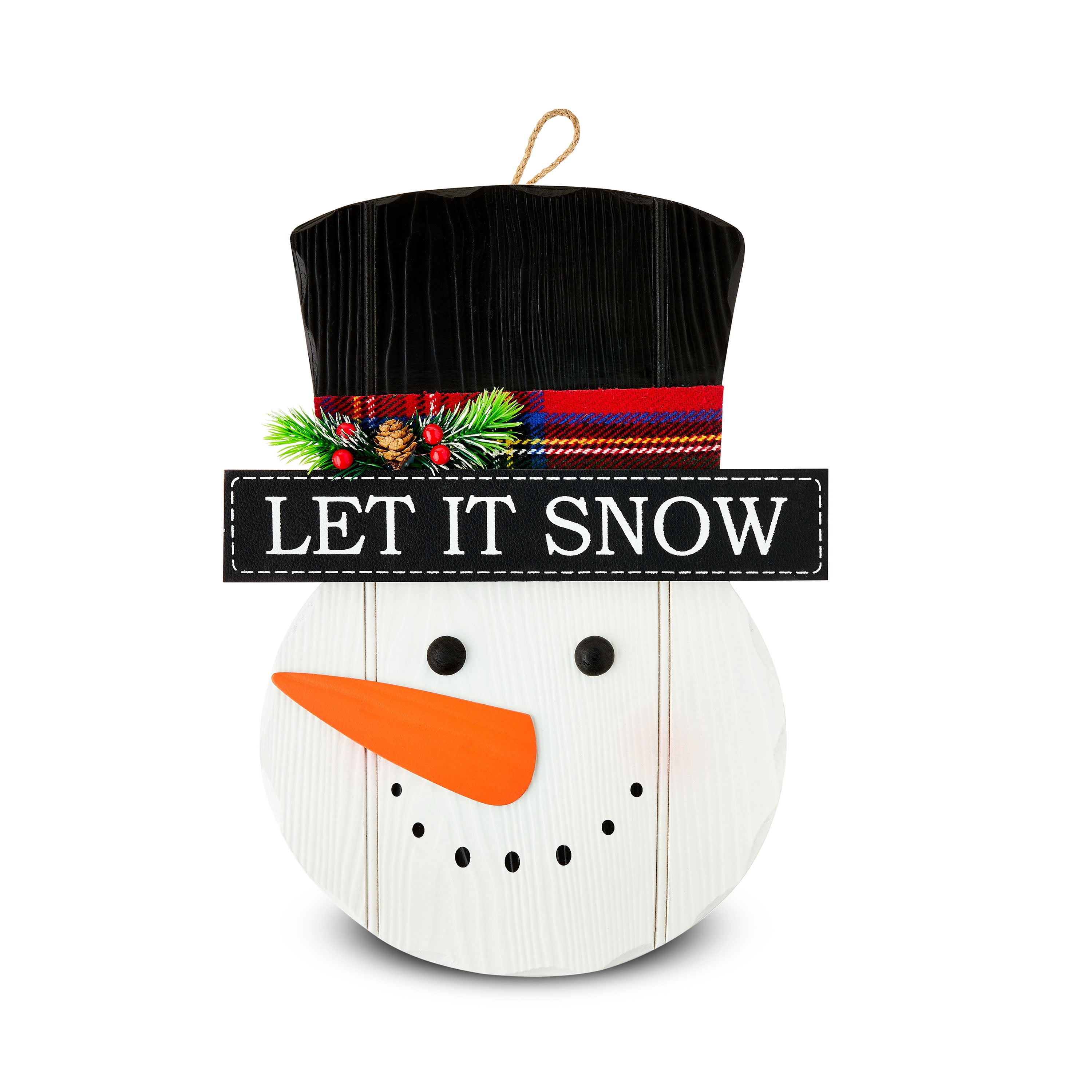 Holiday Time 15.7" Wooden Snowman Hanging Christmas Decoration ...