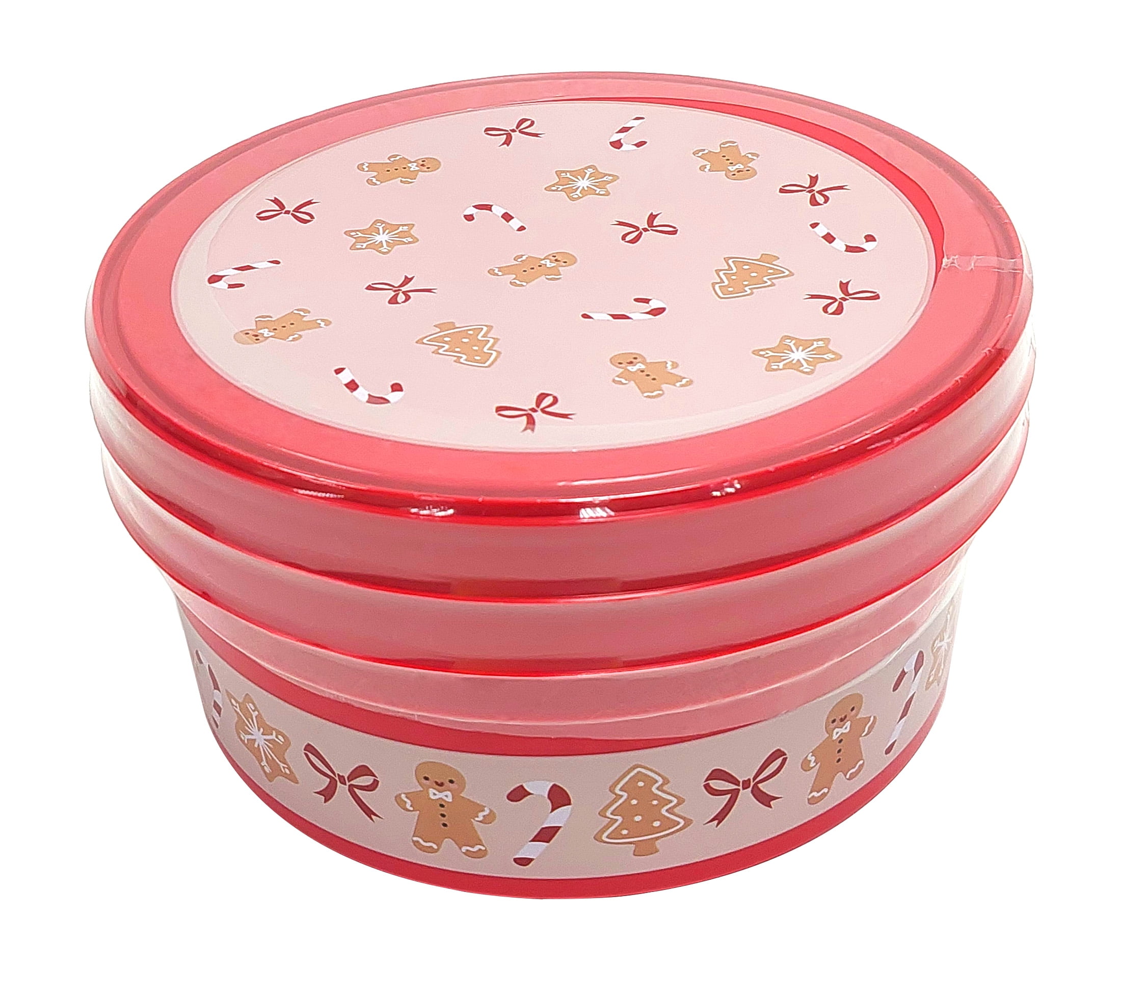 Holiday Time 2 Pack Red Round Treat Container Gingerbread 7x2.6 43oz ...