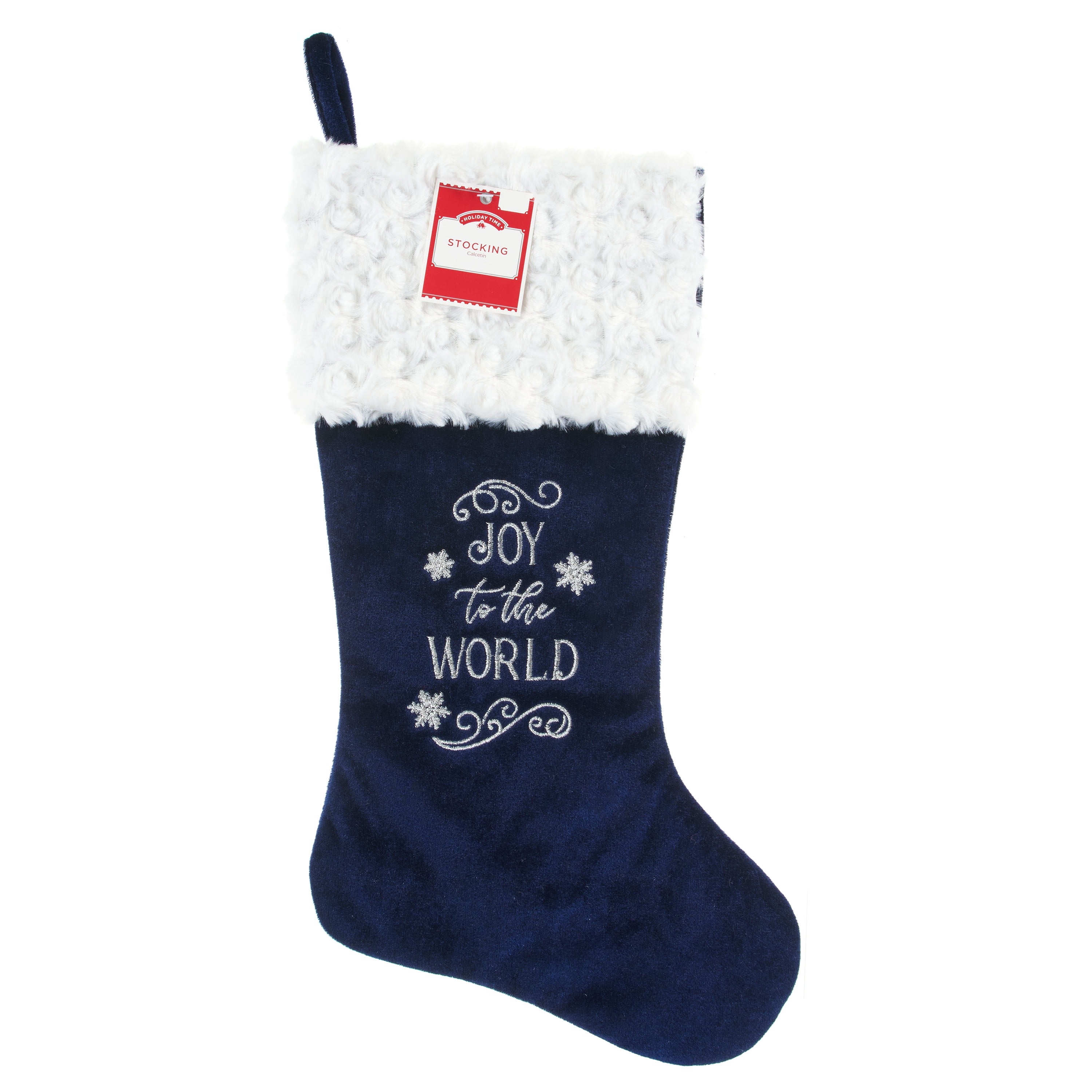 Holiday Time 20 In Velvet Stocking W/curly-blue - Walmart Business Supplies