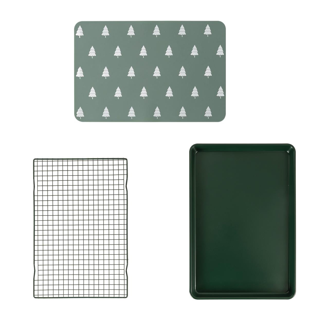 Holiday Time 3-Piece Metal Baking Set, Cookie Sheet with Silicone ...