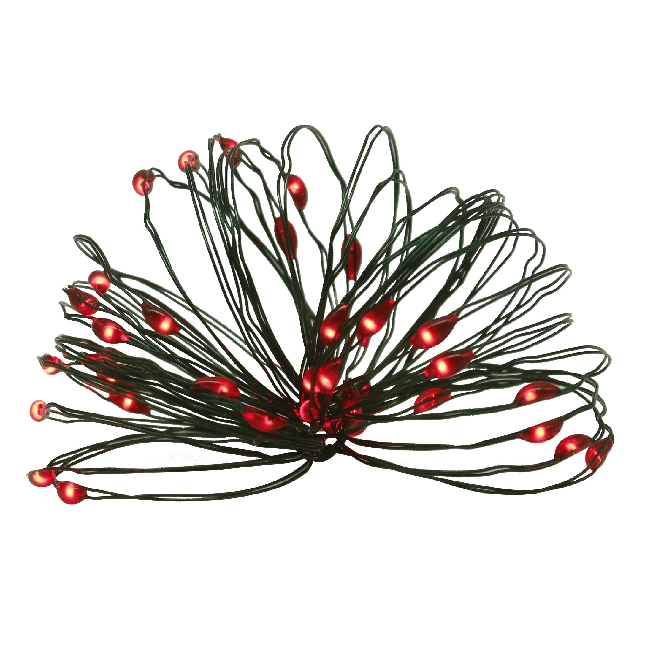 36-Count Red LED String Lights with Green Wire, 13 ft, by Holiday Time ...