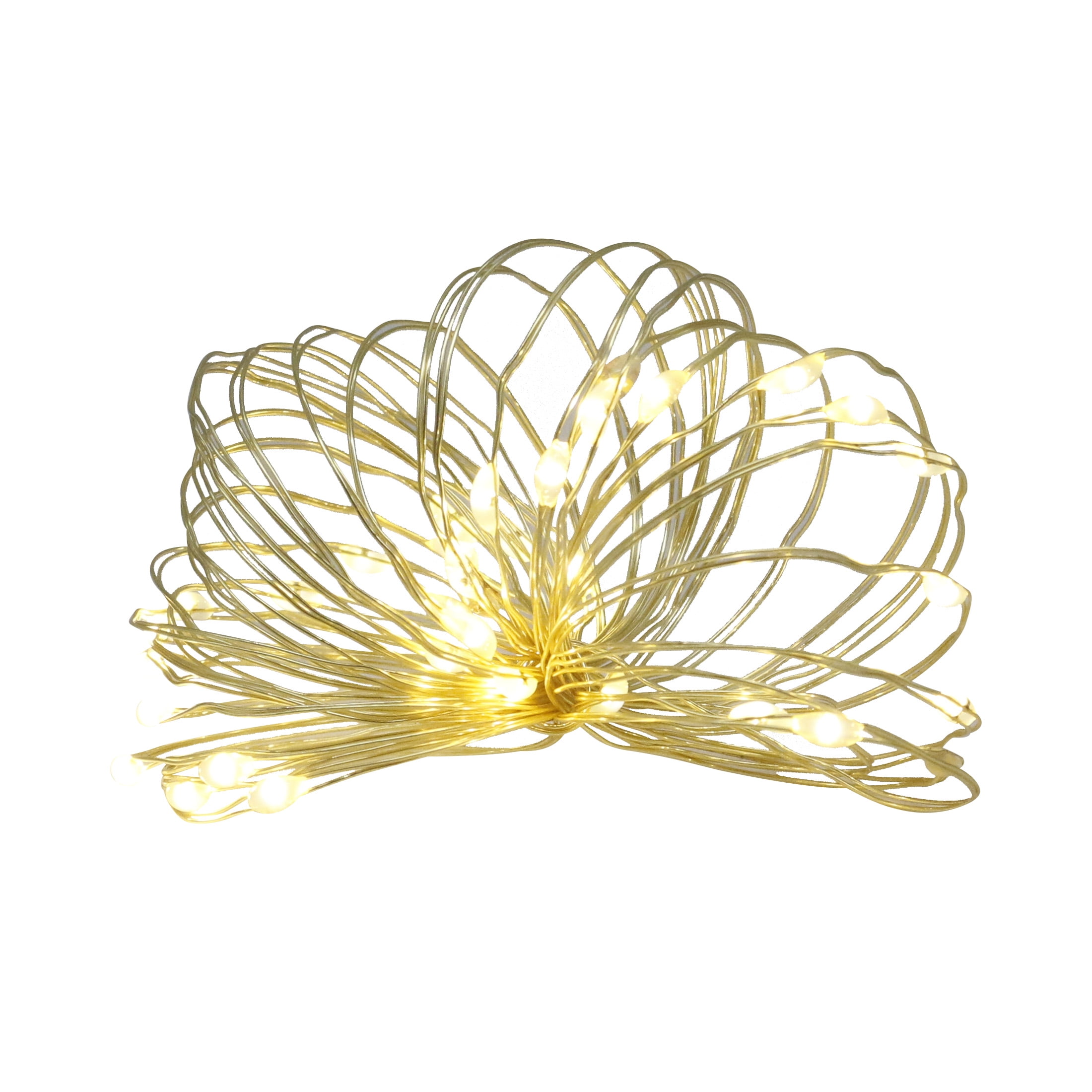 36-Count Warm White LED Christmas String Lights with Gold Wire, 13 ft ...