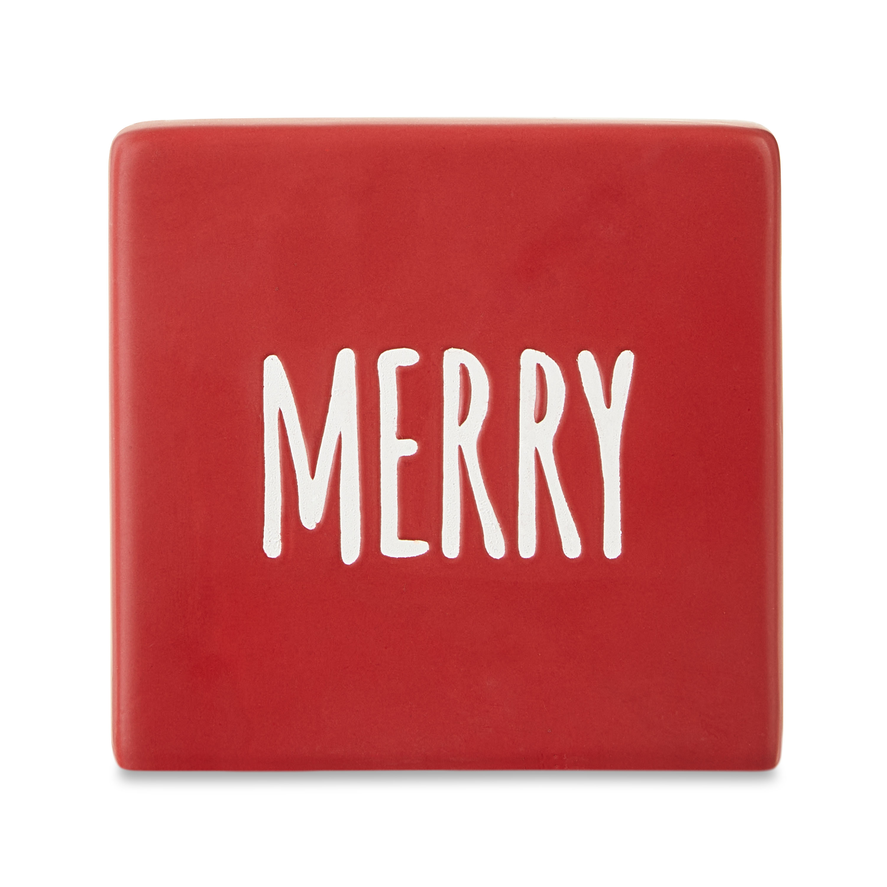 Holiday Time 4.75in Red Ceramic Accent Decor Block, Merry - Walmart.com