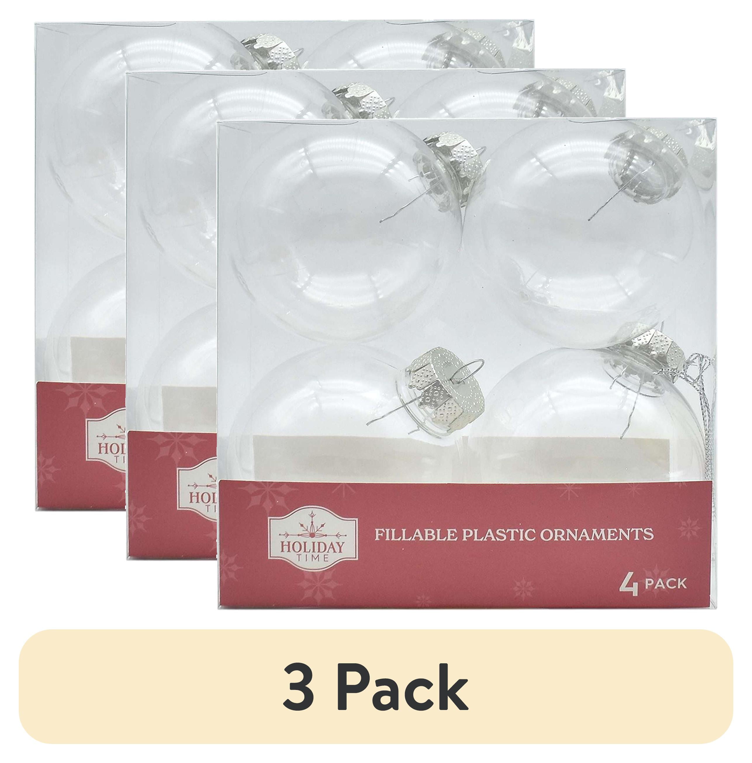 (3 pack) Holiday Time 4pc 80mm Christmas Clear PET Ball Accents ...