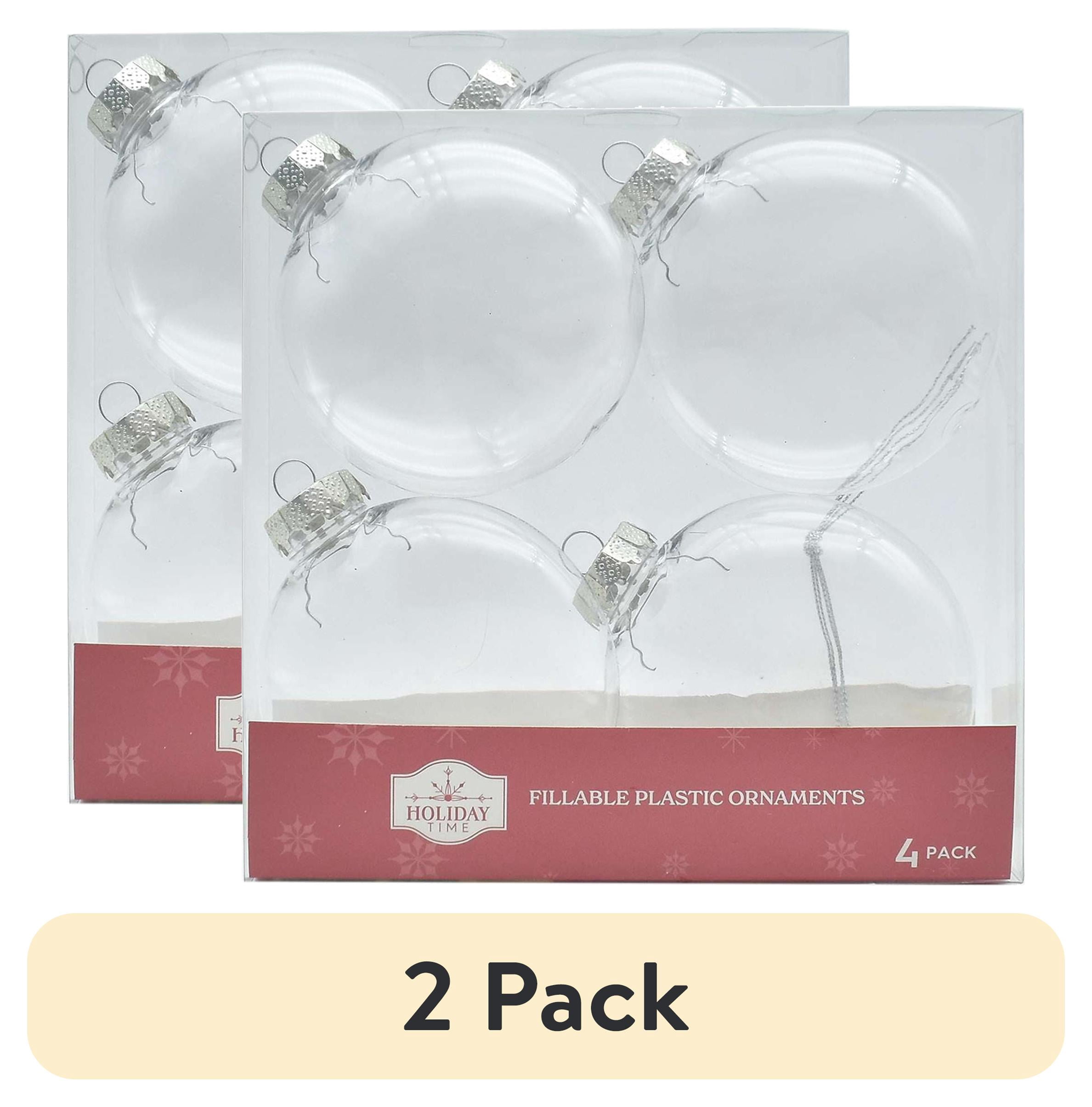 (2 pack) Holiday Time 4pc Christmas Clear PET Disc with Lid Ornament ...