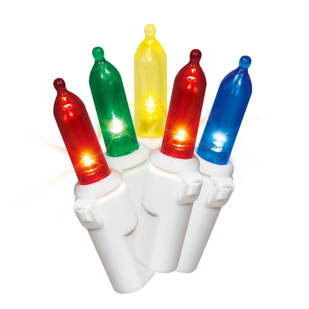 Holiday Time 50-Count Multicolor LED Mini Christmas Lights, with White ...