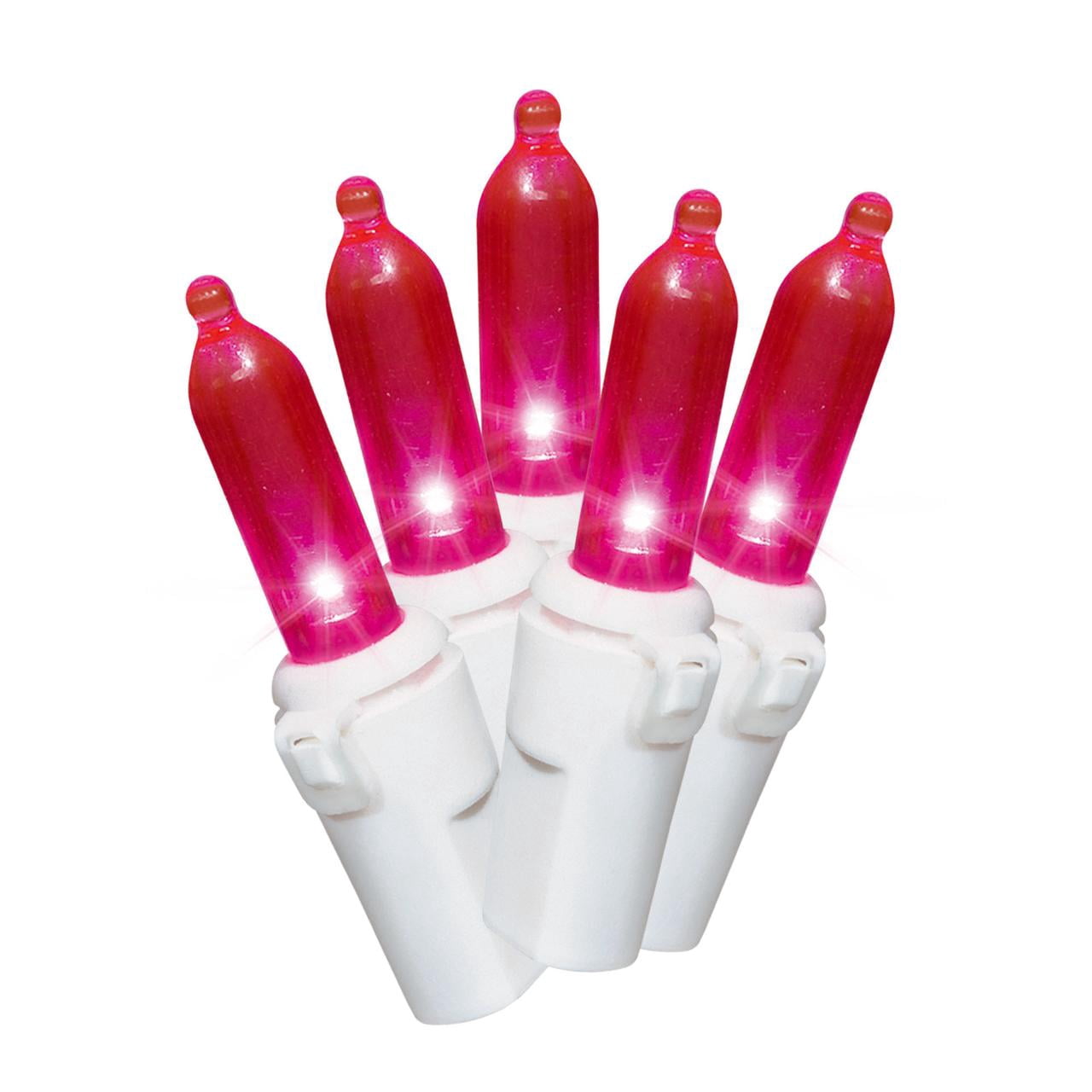 Holiday Time 50-Count Pink LED Mini Christmas Lights, with White Wire ...