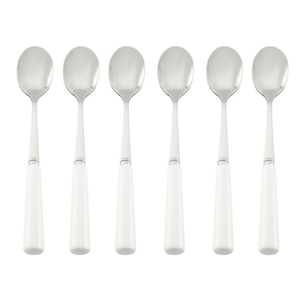 Holiday Time 6 Piece Count Cocktail Spoon Set, Ceramic and Stainless ...