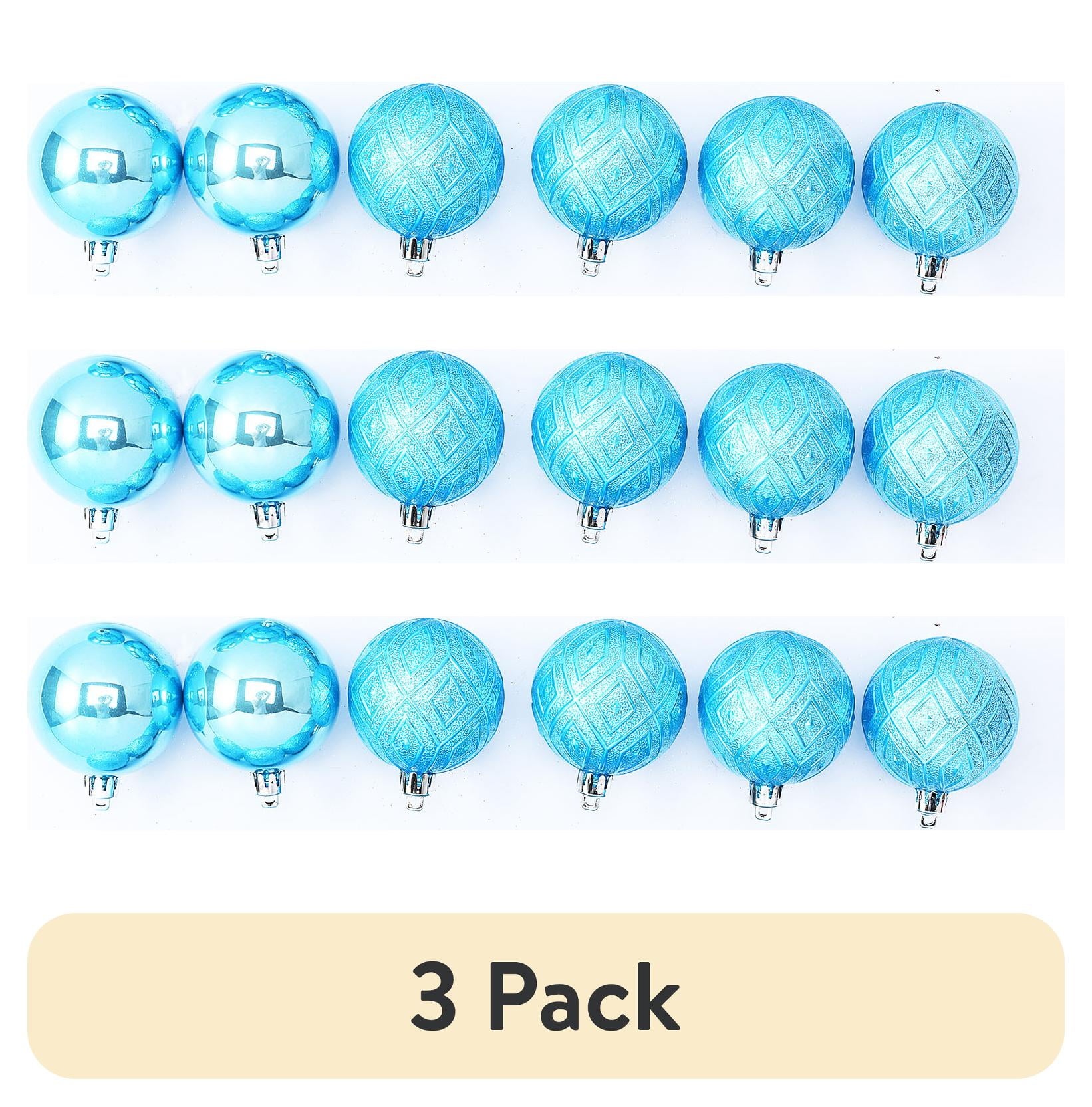 (3 pack) Holiday Time 60 mm Multi-textured Christmas Shatterproof ...