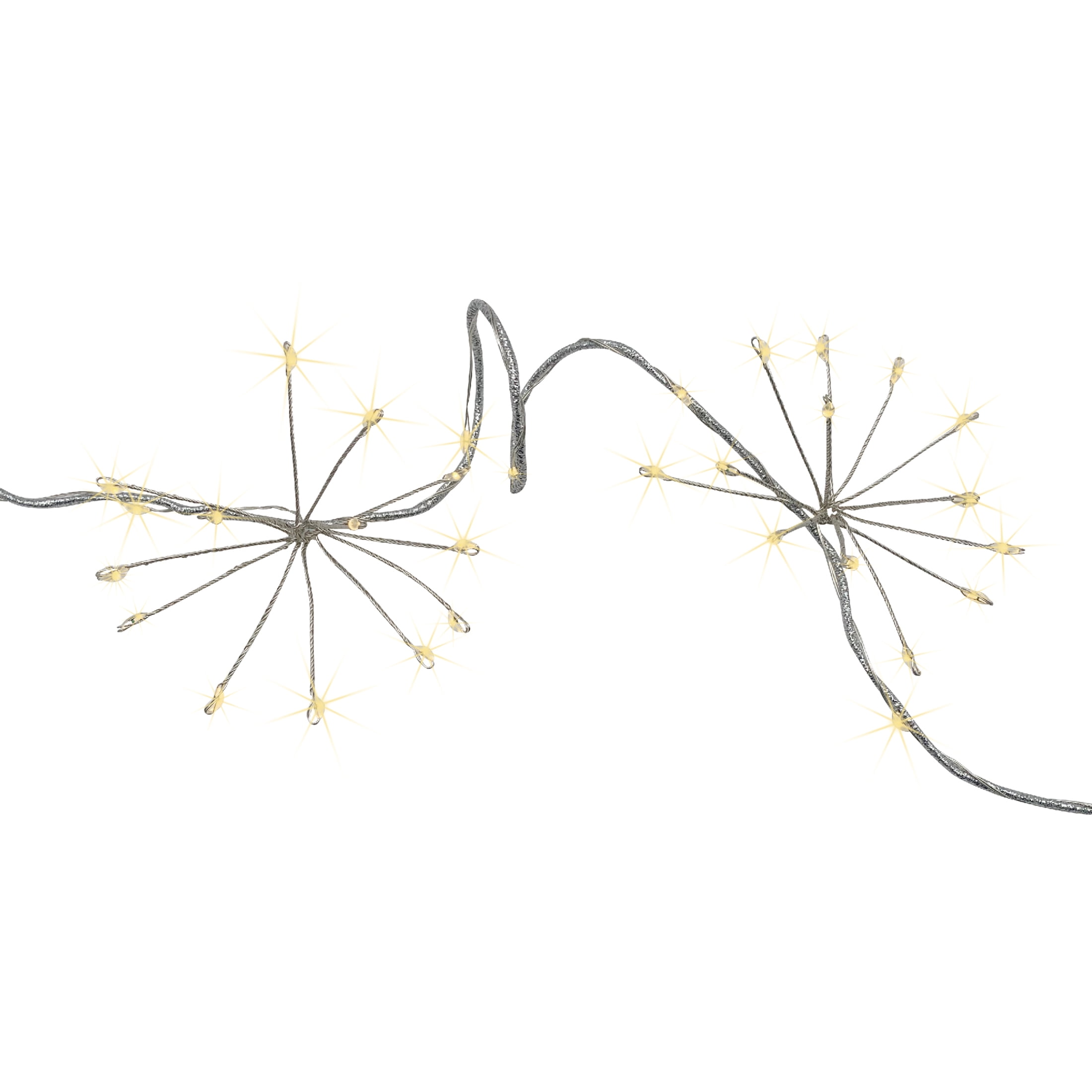 Holiday Time 96 Warm White LED Starbursts Garland Lights, 6 Feet ...