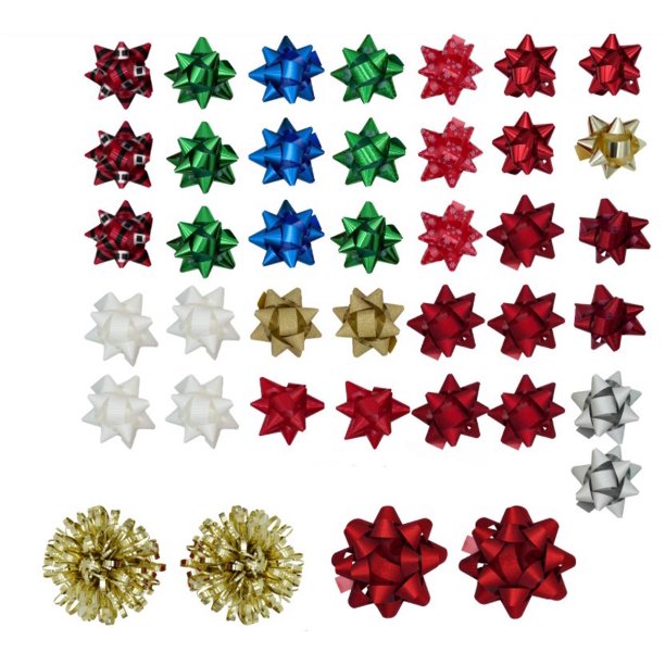 Gift Bows, Assorted Colors, Designs, and Sizes, 40 Count, by Holiday ...