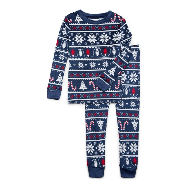 Holiday Time Boys Tight Fit Fair Isle Pajamas Set, 2-Piece, Sizes 4-10 ...