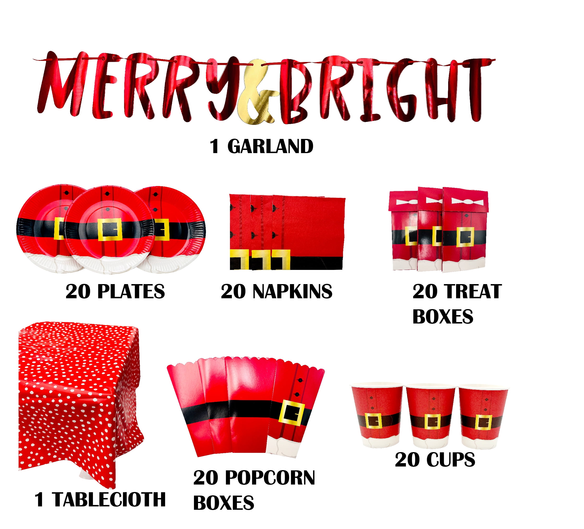 Holiday Time Christmas Party Value Set, Serve for 20 Guests, 102 Pieces ...