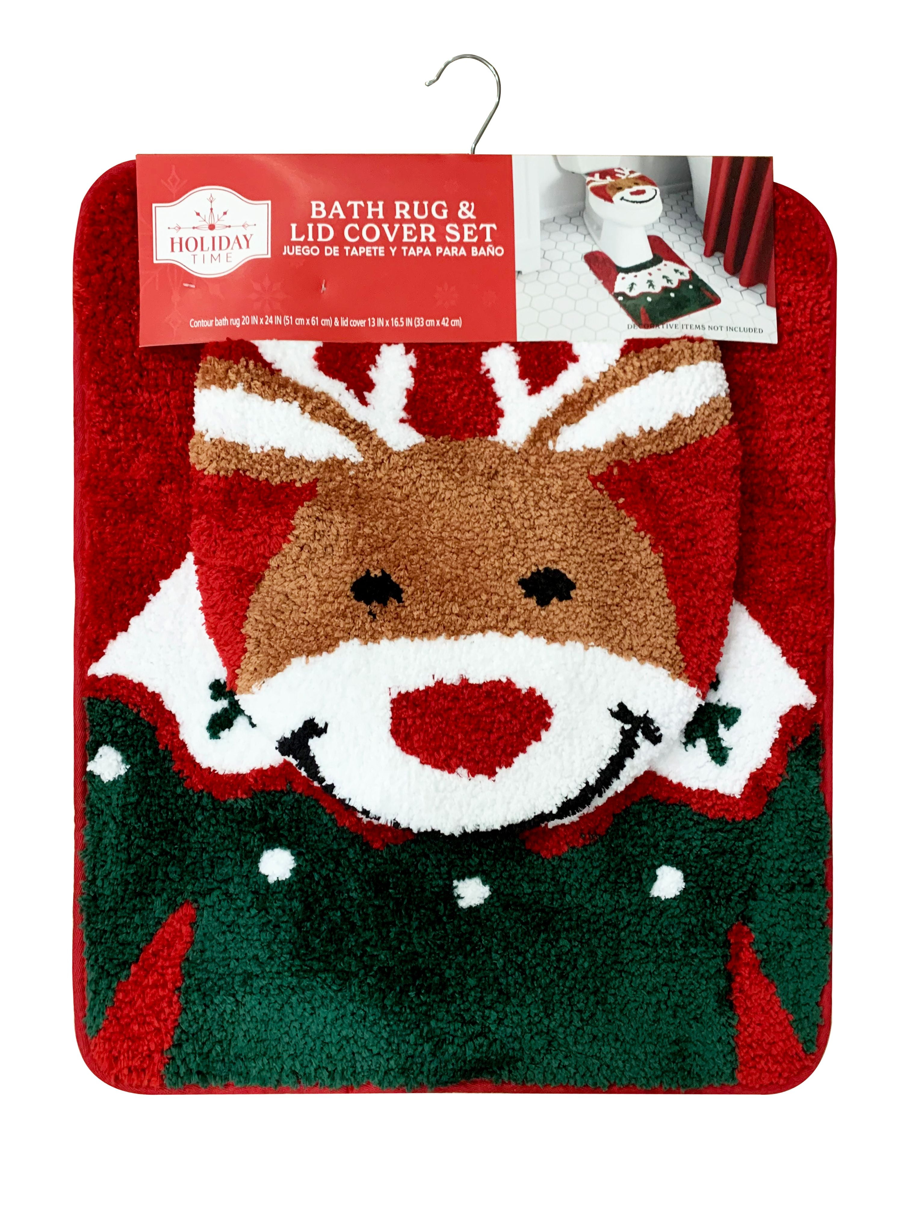 Christmas Reindeer 2-Piece Bath Rug Set - Holiday Decor - Walmart.com