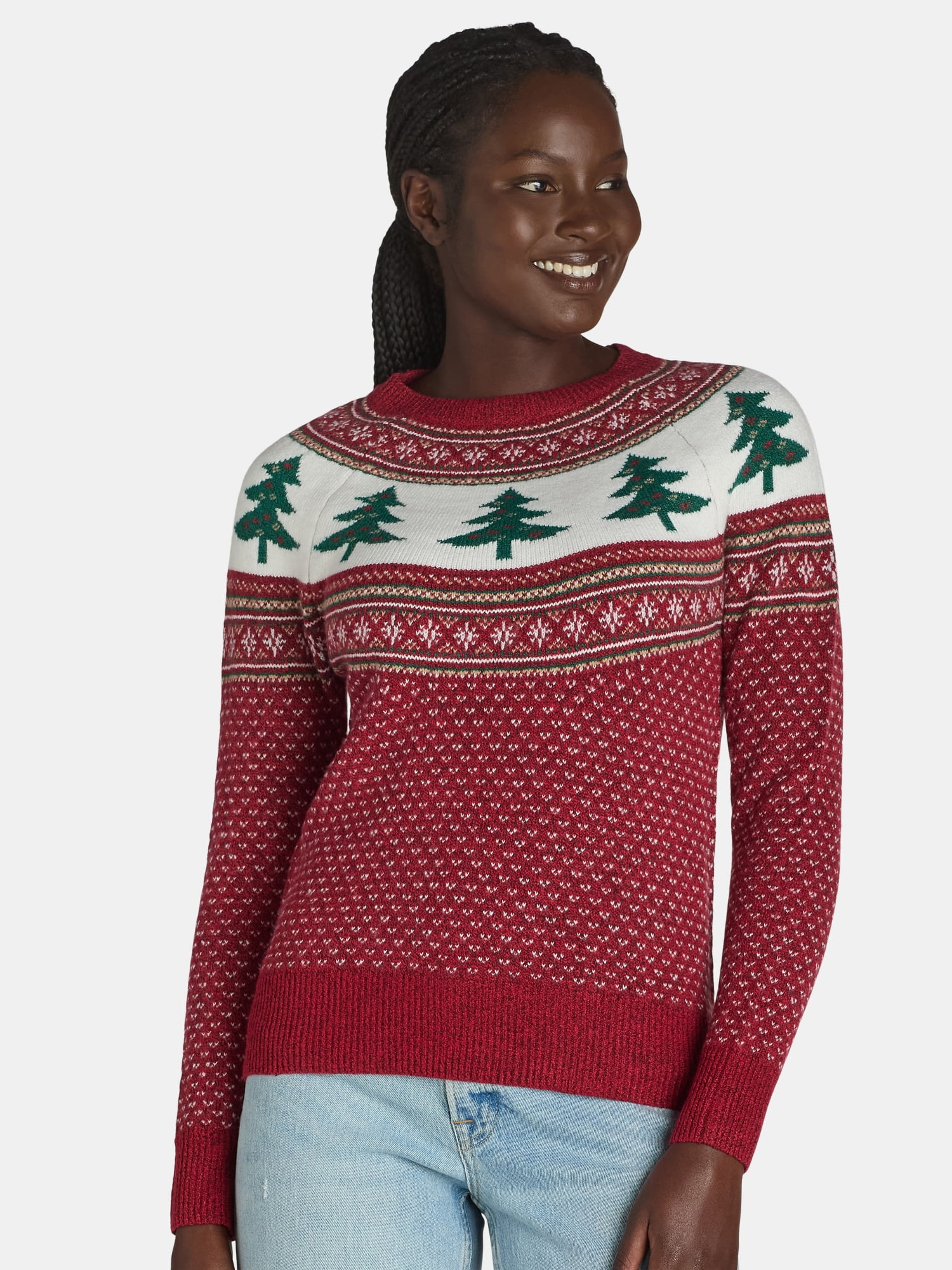 Holiday Time Cozy Cheerful Christmas Sweater, Sizes XS-3X, Vibrant ...