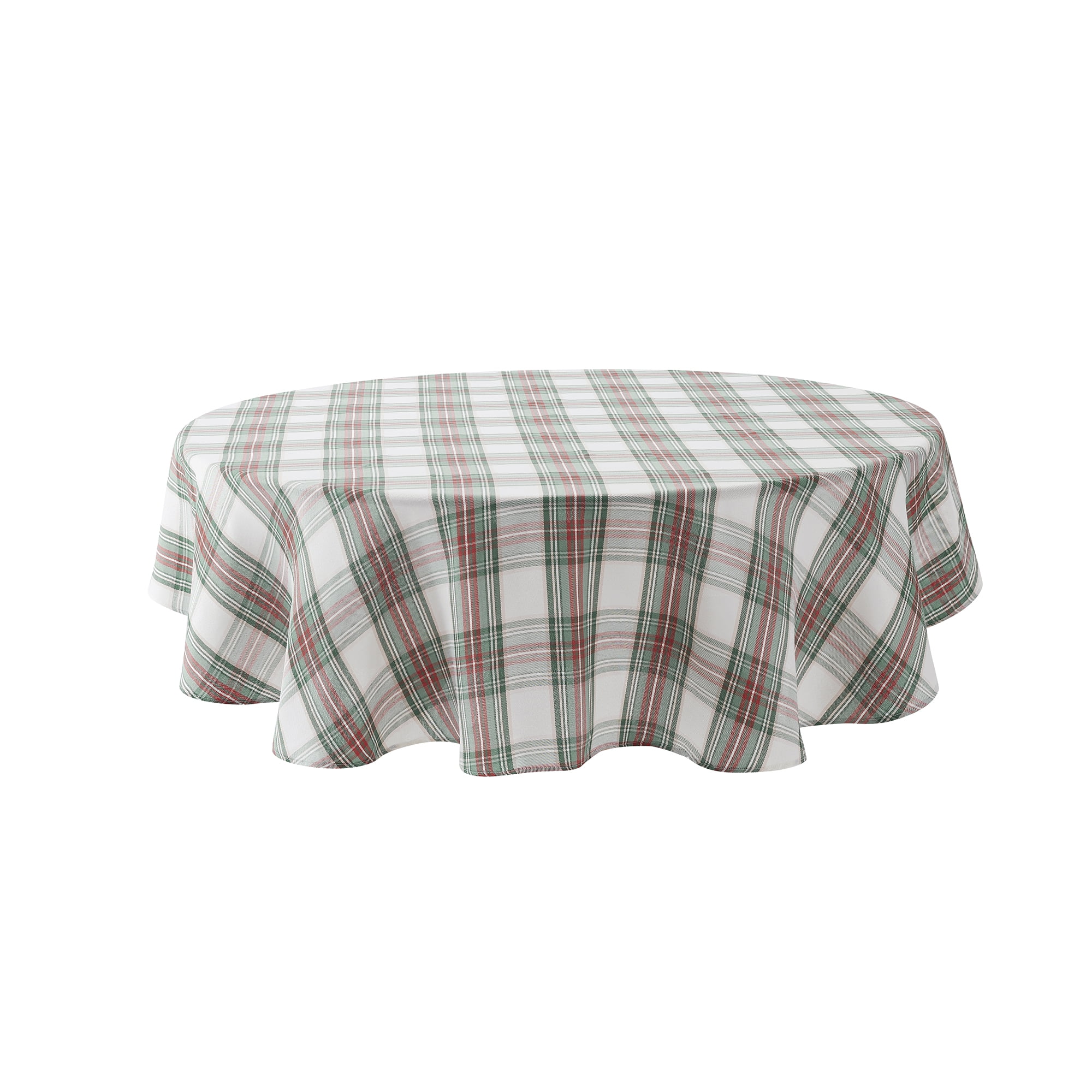 Christmas Tartan Plaid Fabric Tablecloth - Xmas Dcor 70 Round - Walmart.com