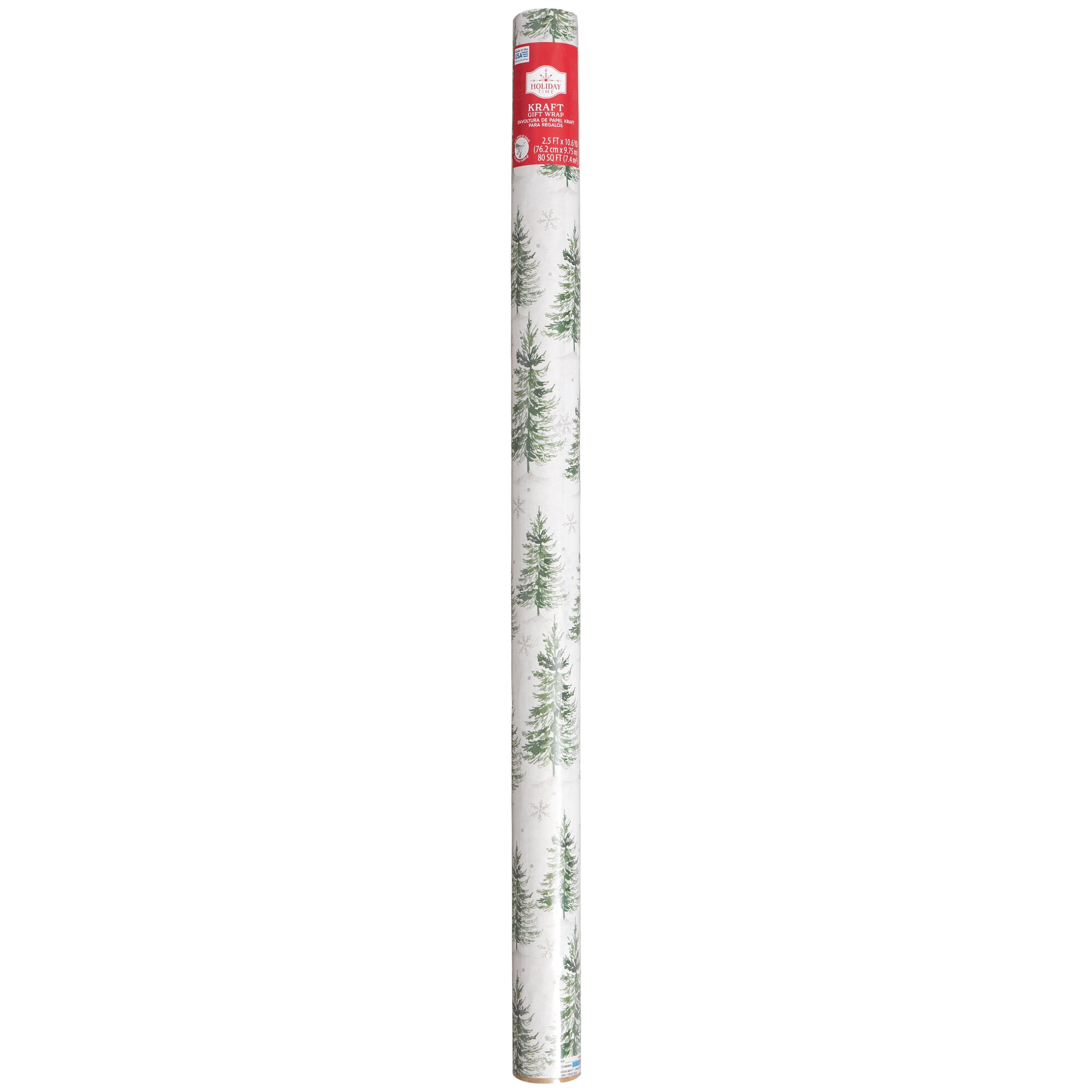 Christmas Tree Farm Green and White Christmas Gift Wrap (80 sq ft), by ...