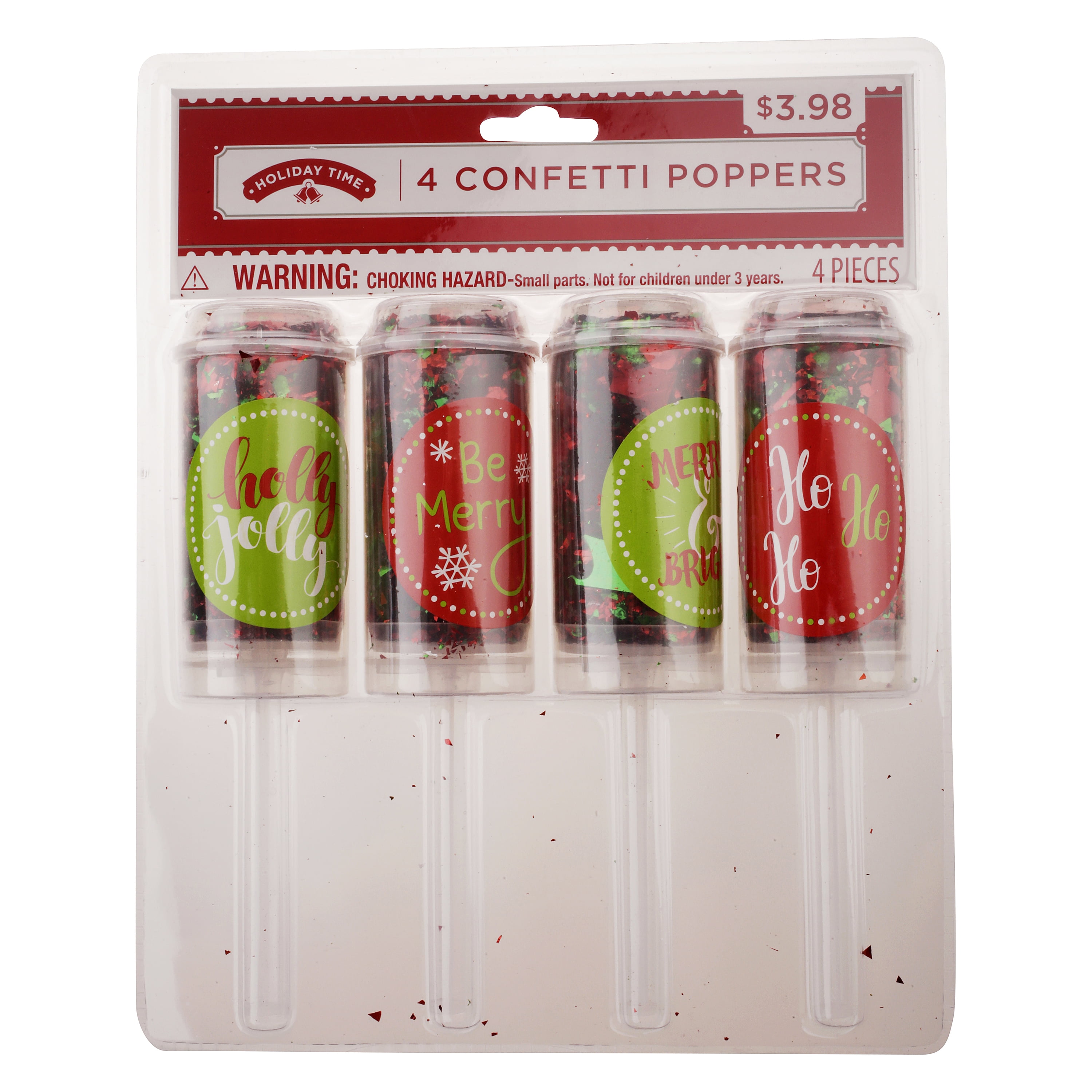 Holiday Time Confetti Poppers - 4 Count - Walmart.com
