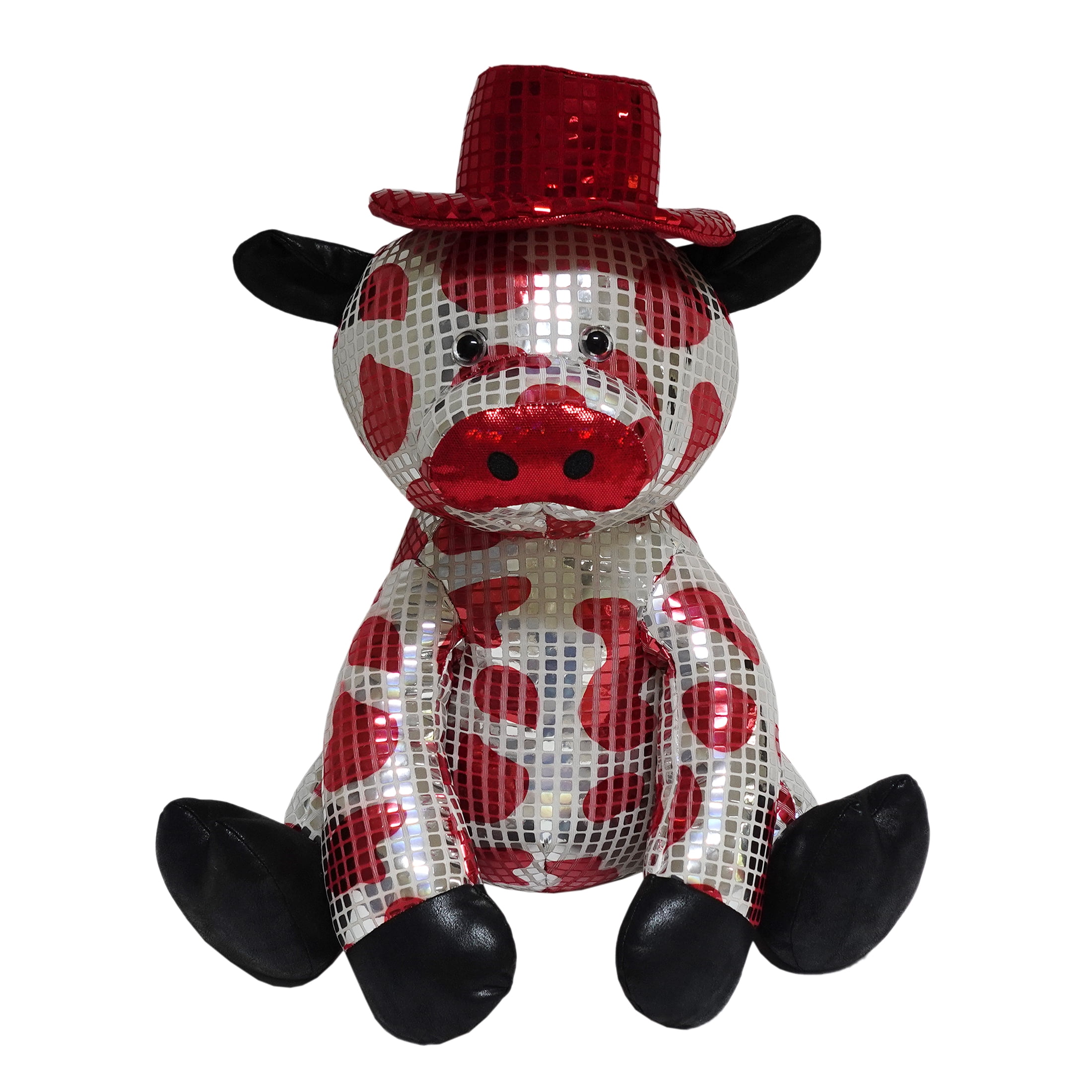 Brandclub - Holiday Time Disco Fabric Christmas Cow Plush