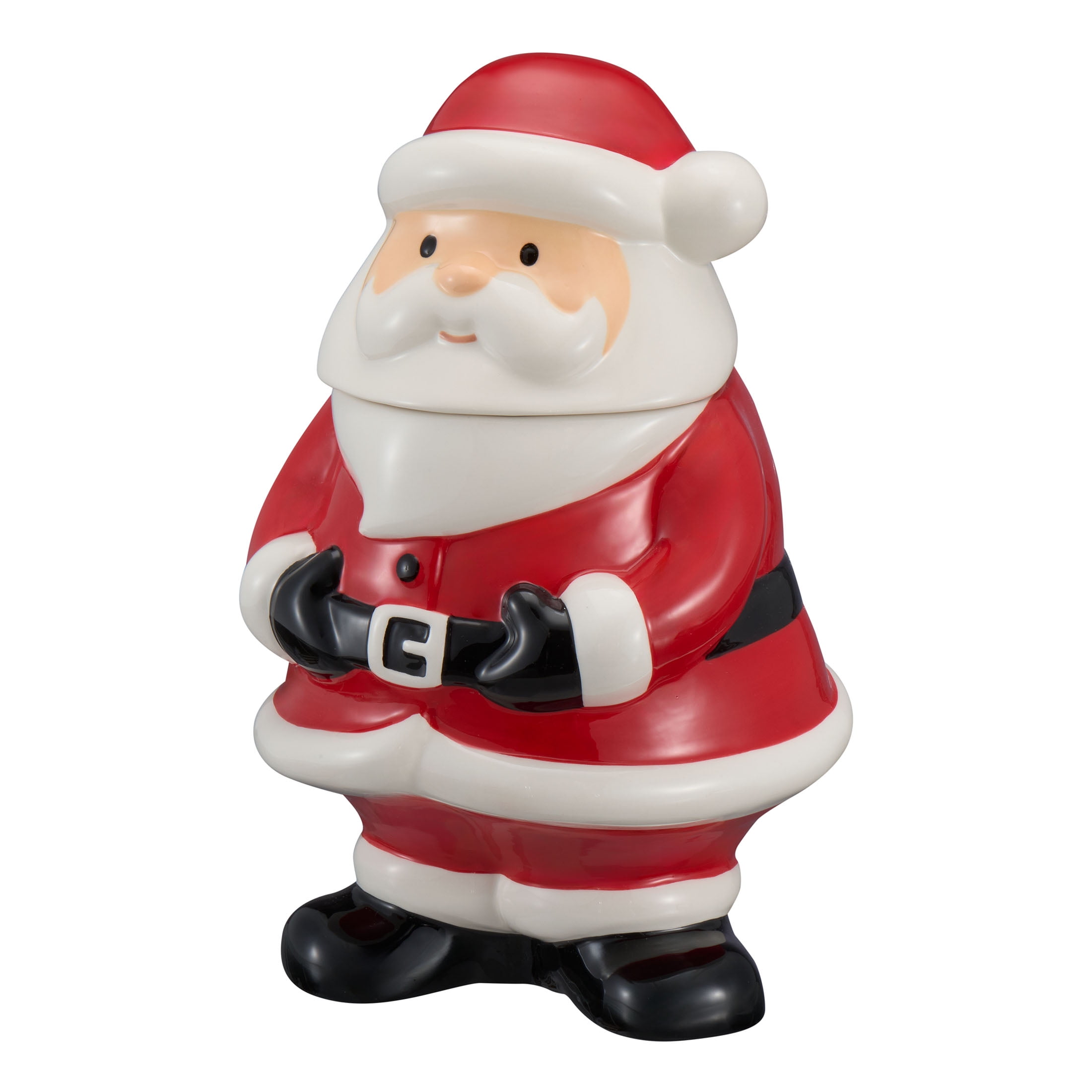 Holiday Time 55-Oz Santa Glazed Earthenware Ceramic Treat Jar with Lid ...