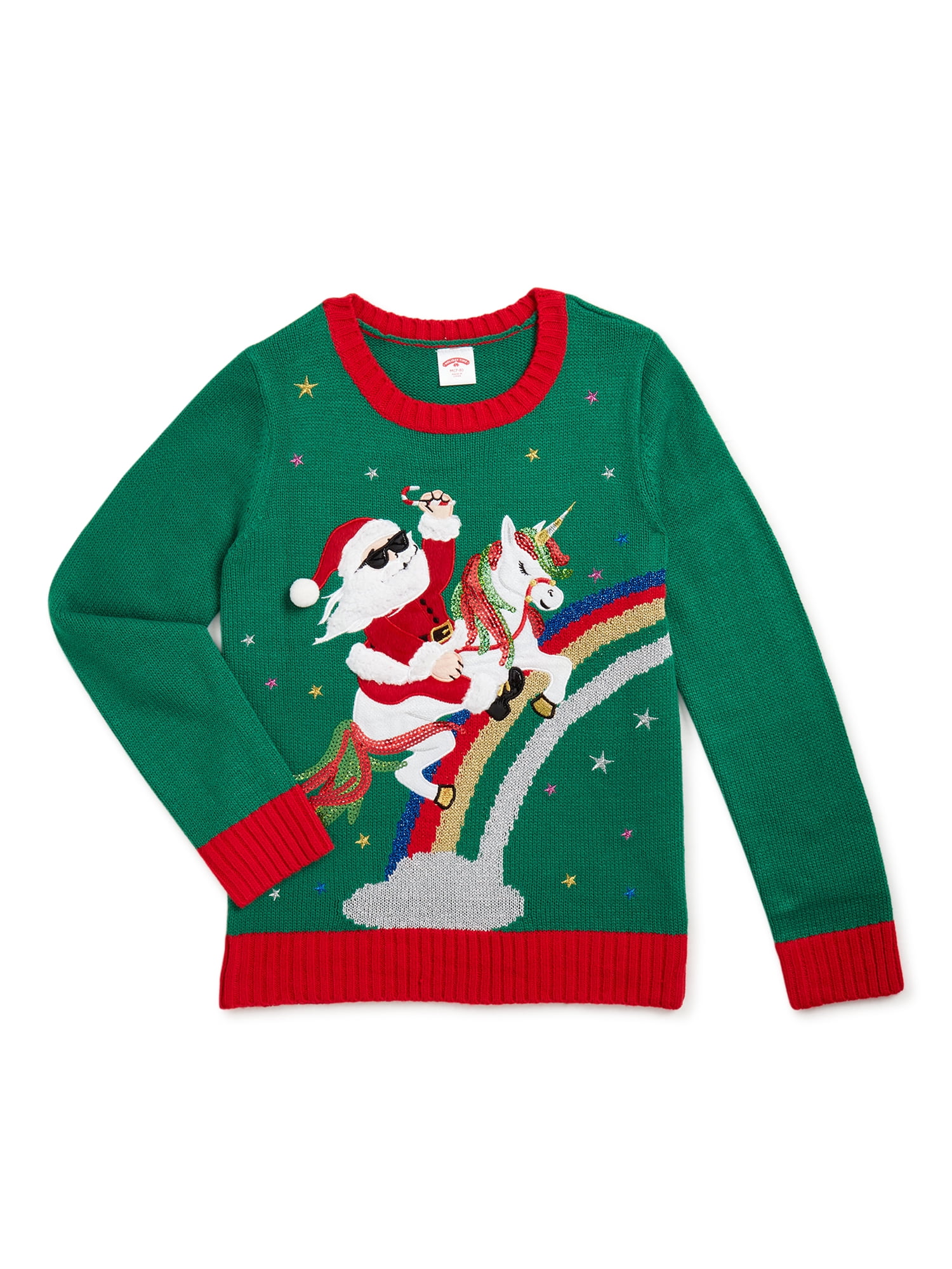 Holiday Time Girls 3D Embellished Christmas Sweater, Sizes 4-18 & Plus ...