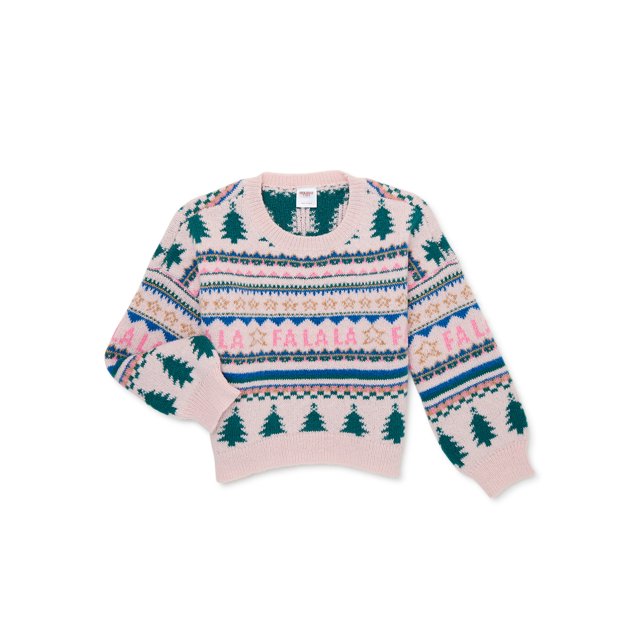 Holiday Time Girls Christmas Sweater, Sizes 4-18 & Plus - Walmart ...