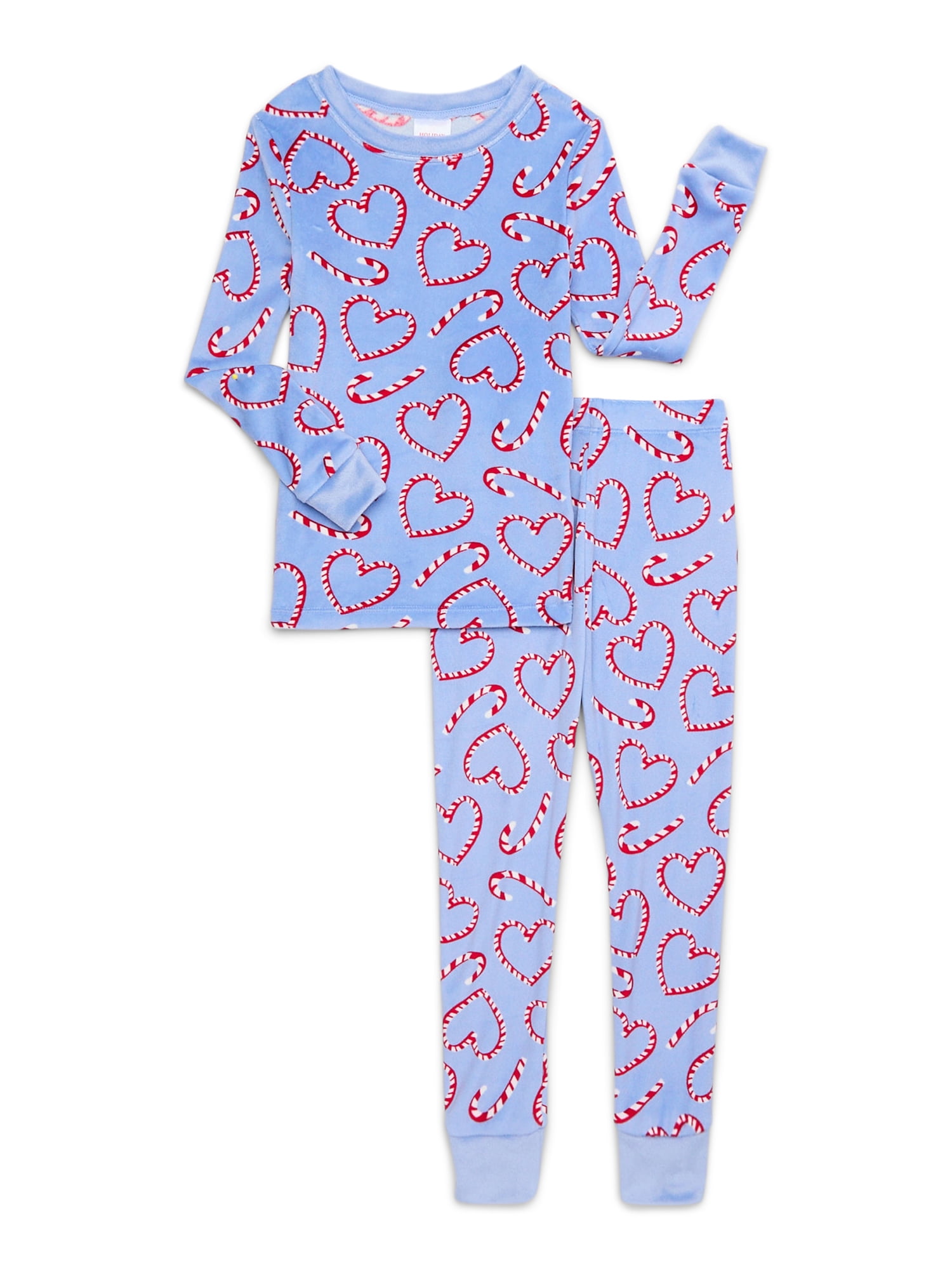 Holiday Time Girls Tight Fit Christmas Pajamas Set, 2-Piece, Sizes 4-10 ...