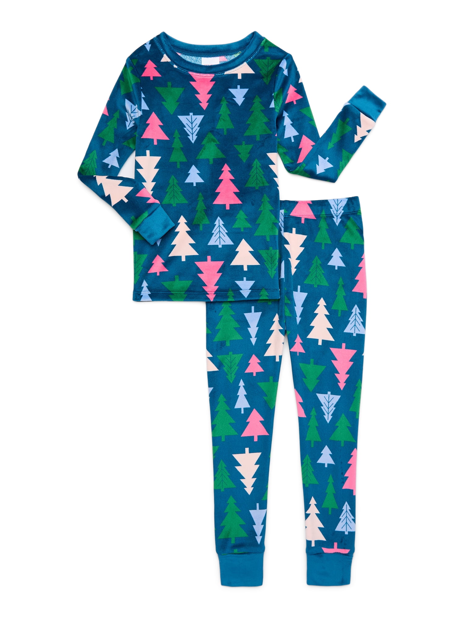 Holiday Time Girls Tight Fit Christmas Pajamas Set, 2-Piece, Sizes 4-10 ...