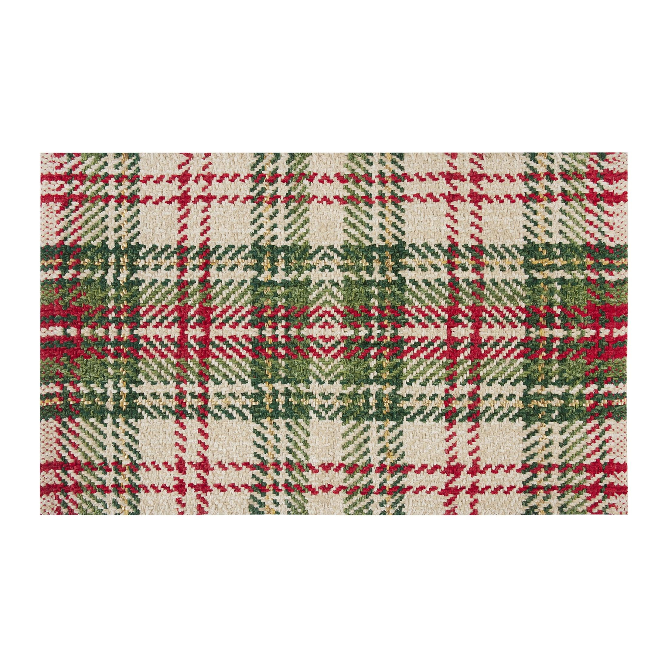Holiday Time Ivory Plaid Rayon, Jute & Cotton Indoor Accent Rug 20" x ...