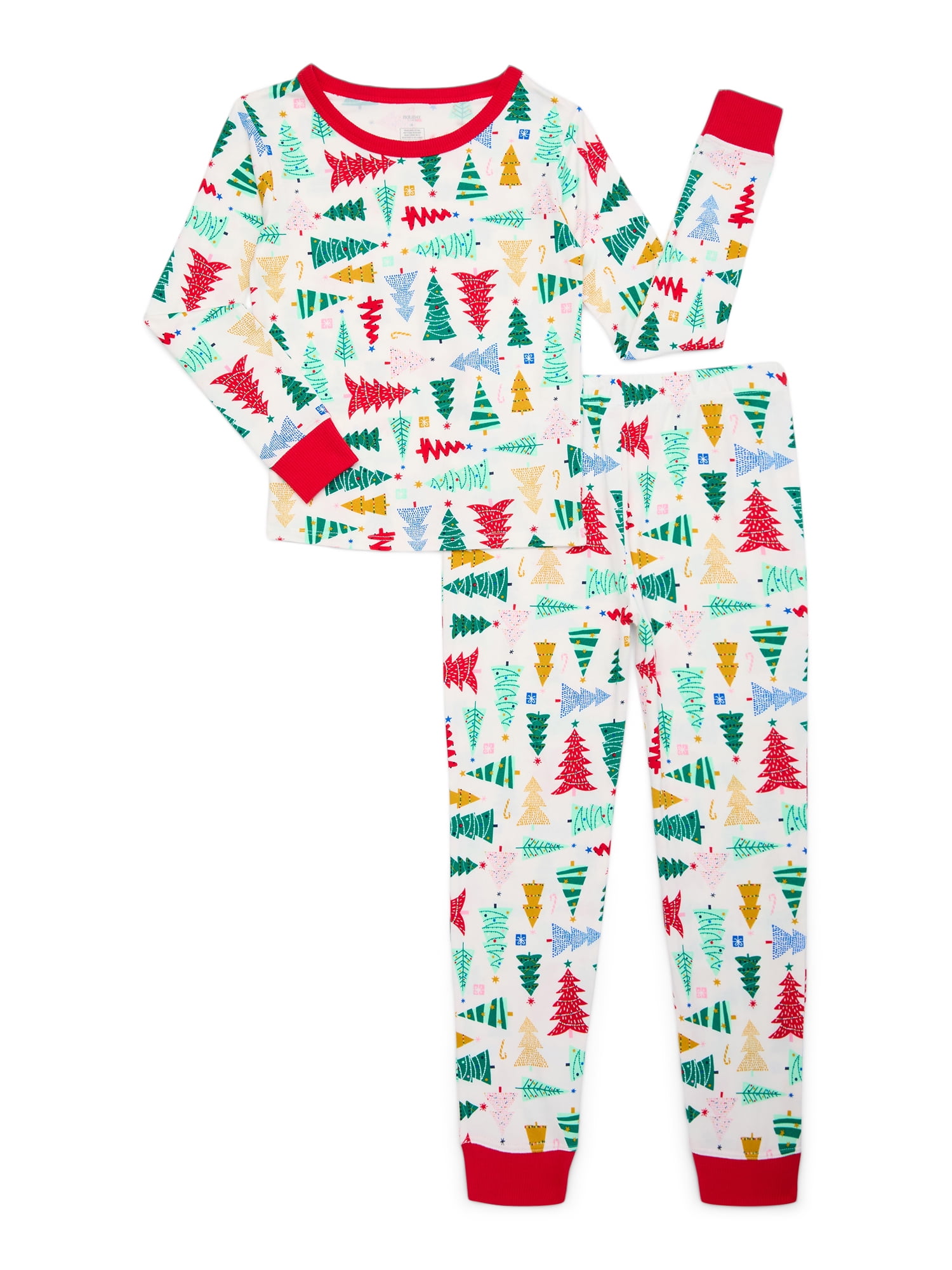 Holiday Time Kids Christmas Tree Pajama Set, 2-Piece, Sizes 6-12 ...