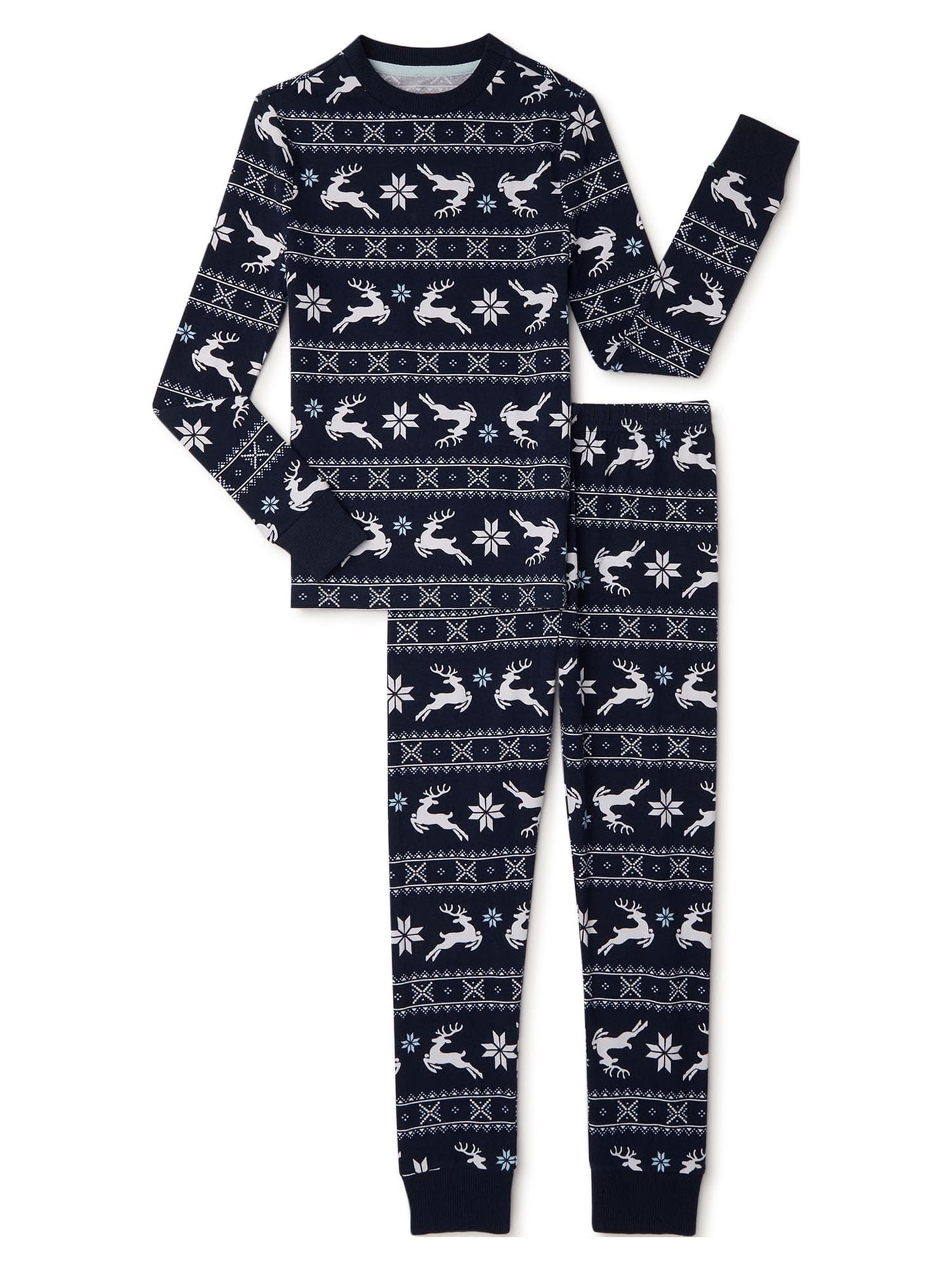 Holiday Time Kids' Fair Isle Matching Family Pajamas Set, 2-Piece ...
