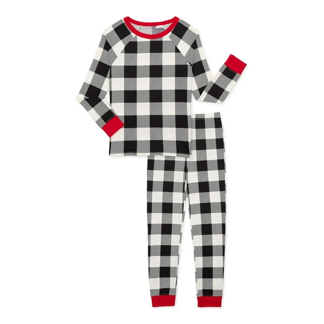 Holiday Time Kids Unisex Plaid Matching Family Pajamas Set, 2-Piece ...