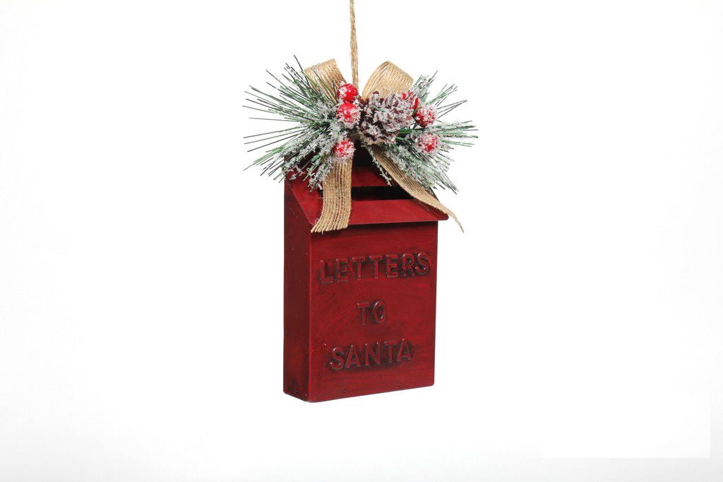 Holiday Time Mailbox Red Iron Decorative Accents Ornament, 6.5 ...