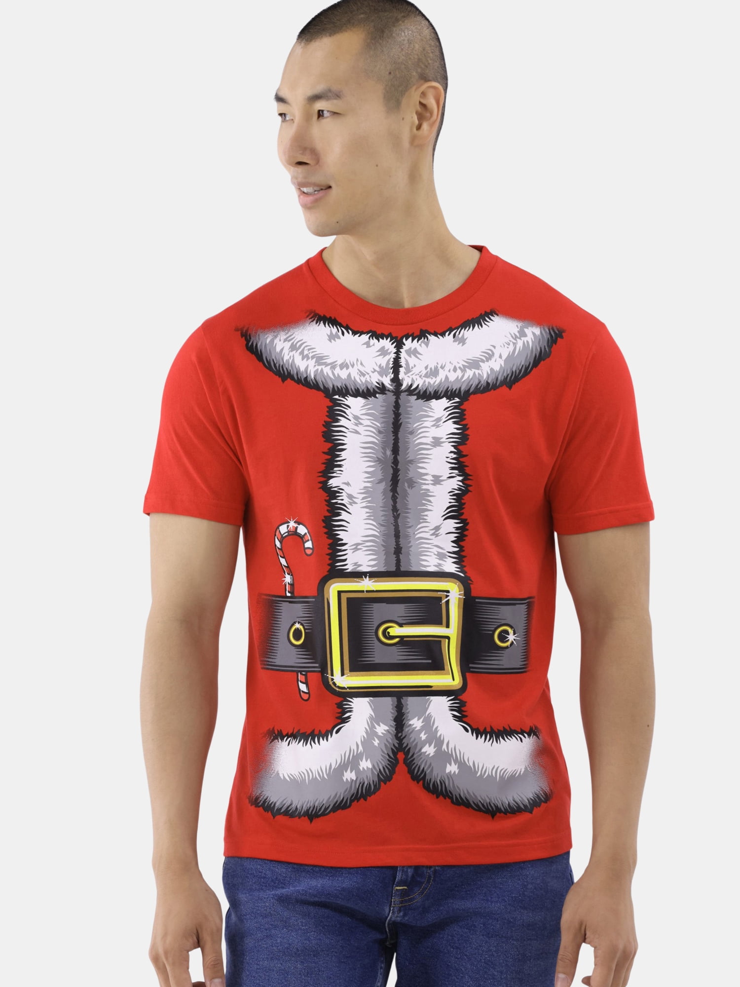 Holiday Time Men's & Big Men's Christmas Santa Suit Graphic Tee, Sizes ...