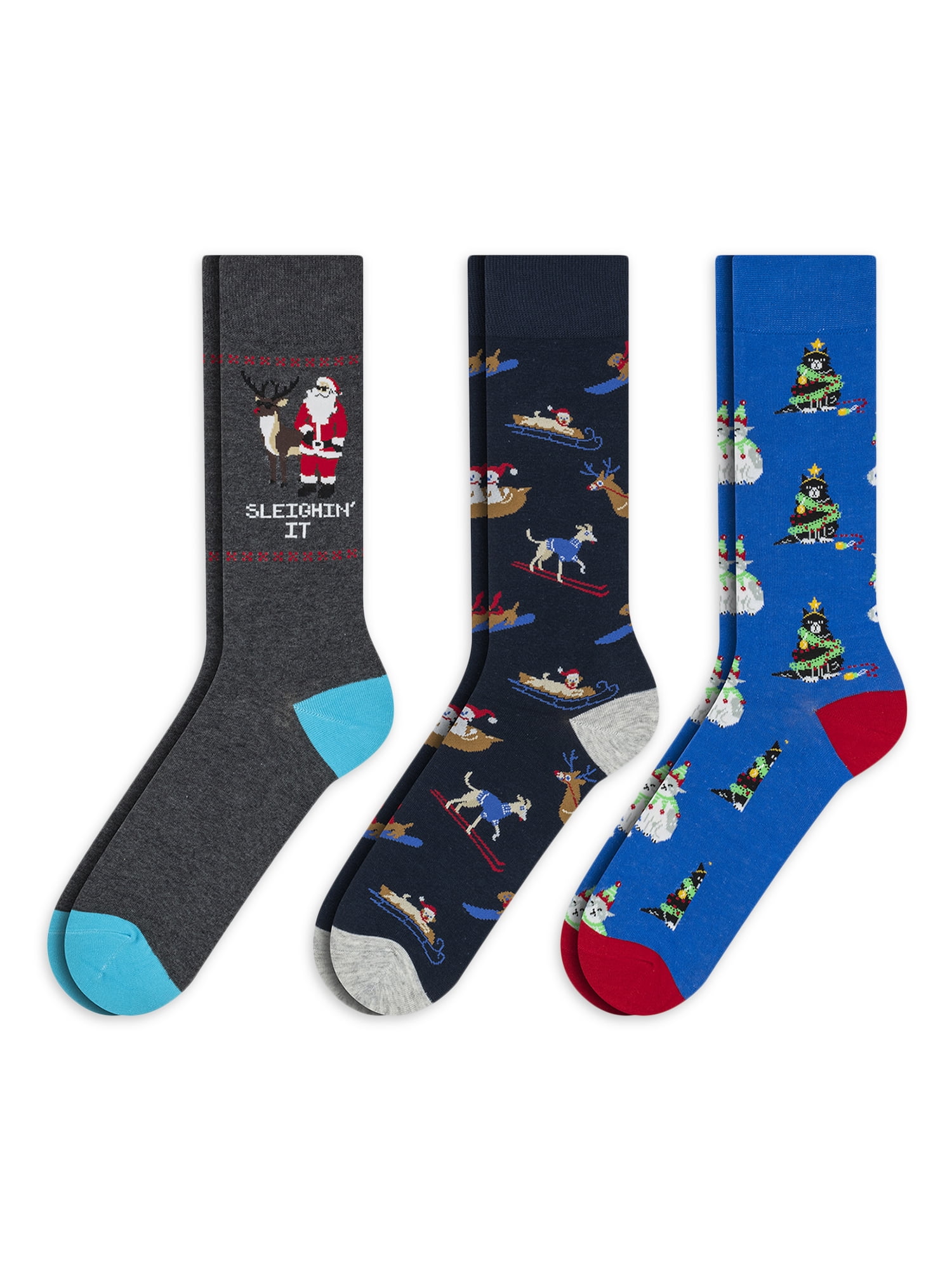 Holiday Time Men's Cotton Crew Sock Gift Box, 3-pack - Walmart.com