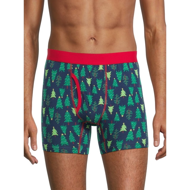 Holiday Time Men's Holiday Print Stretch Boxer Briefs, Sizes S-XL ...
