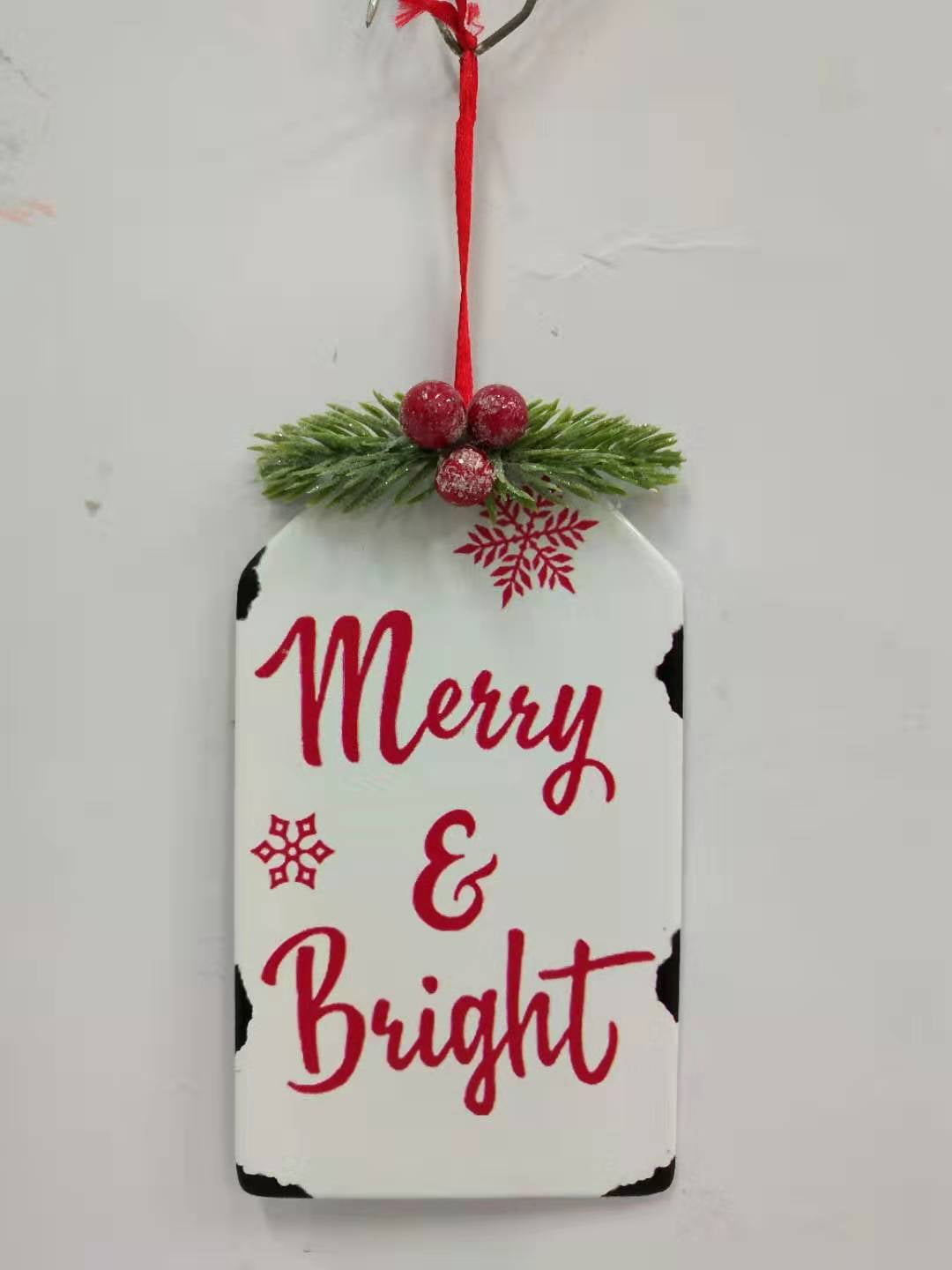 Holiday Time Metal Merry Sign Tag Ornament - Walmart Business Supplies