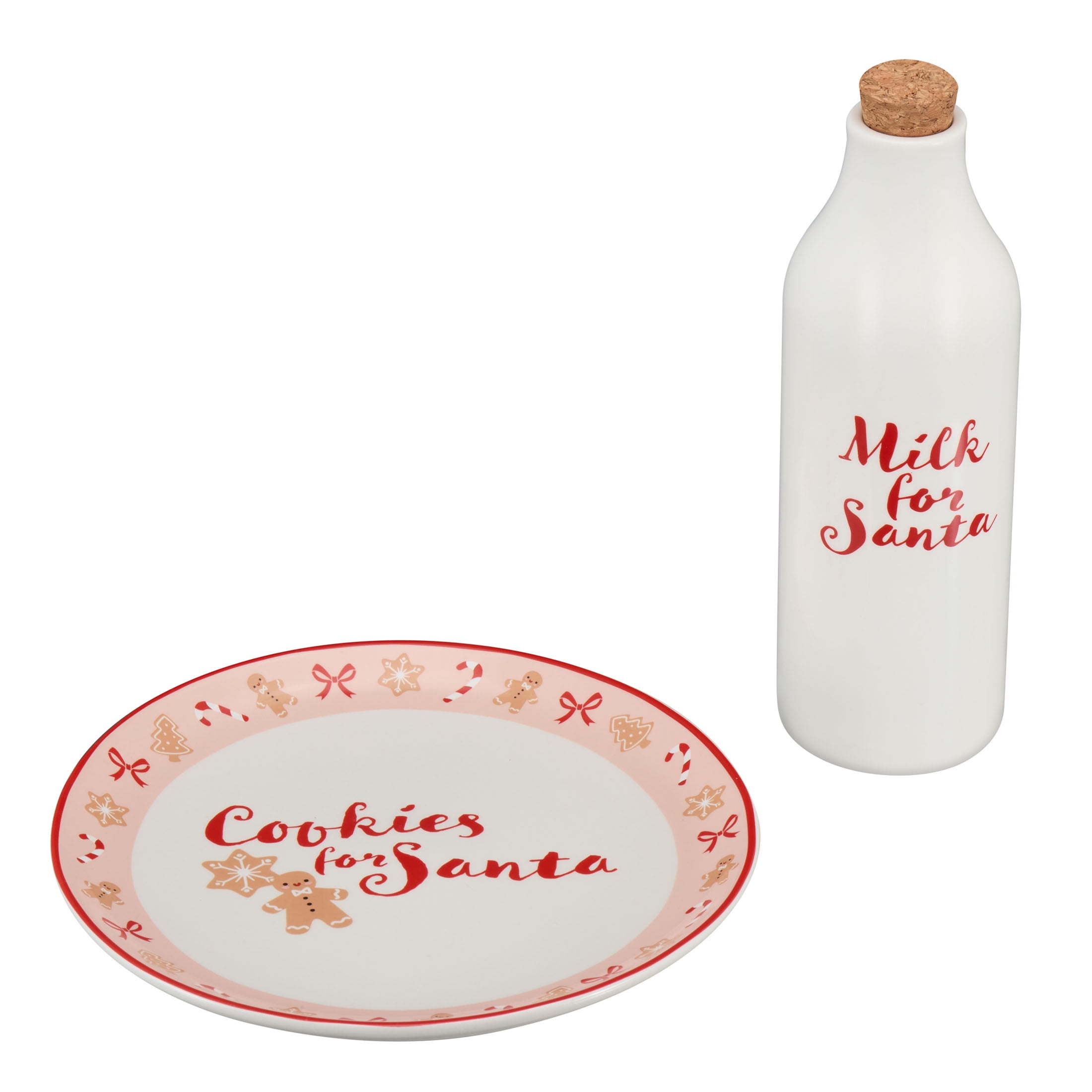 Holiday Time Multicolor Round Glazed Earthenware Ceramic Santa Cookie ...