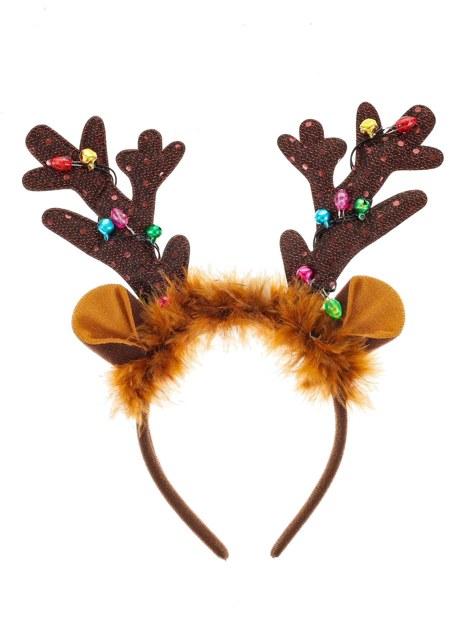 Holiday Time Multicolored Light-Up Reindeer Antler Headband - Walmart.com