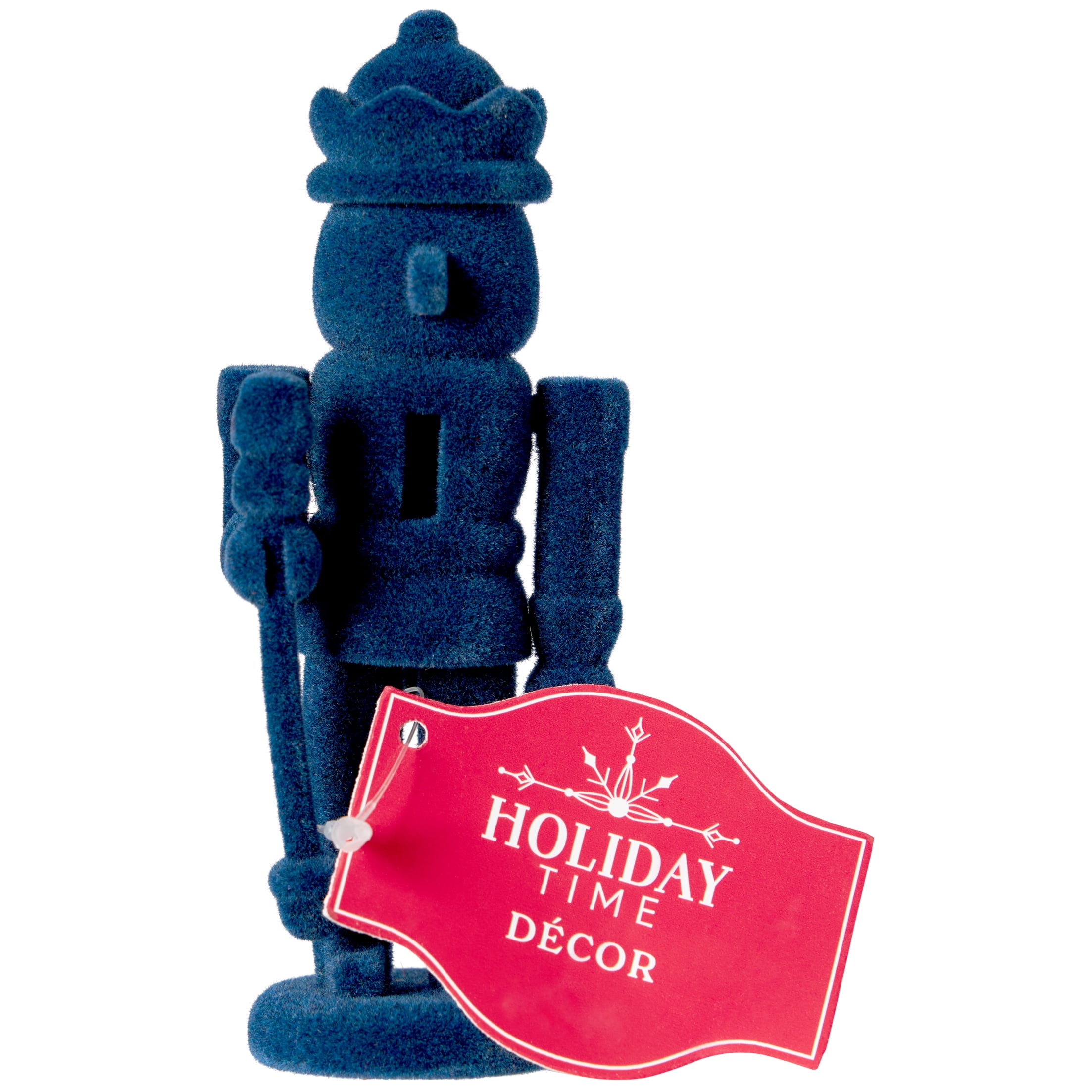 One Blue Holiday Time Flocked Nutcracker Tabletop Decoration, 4.5 inch ...