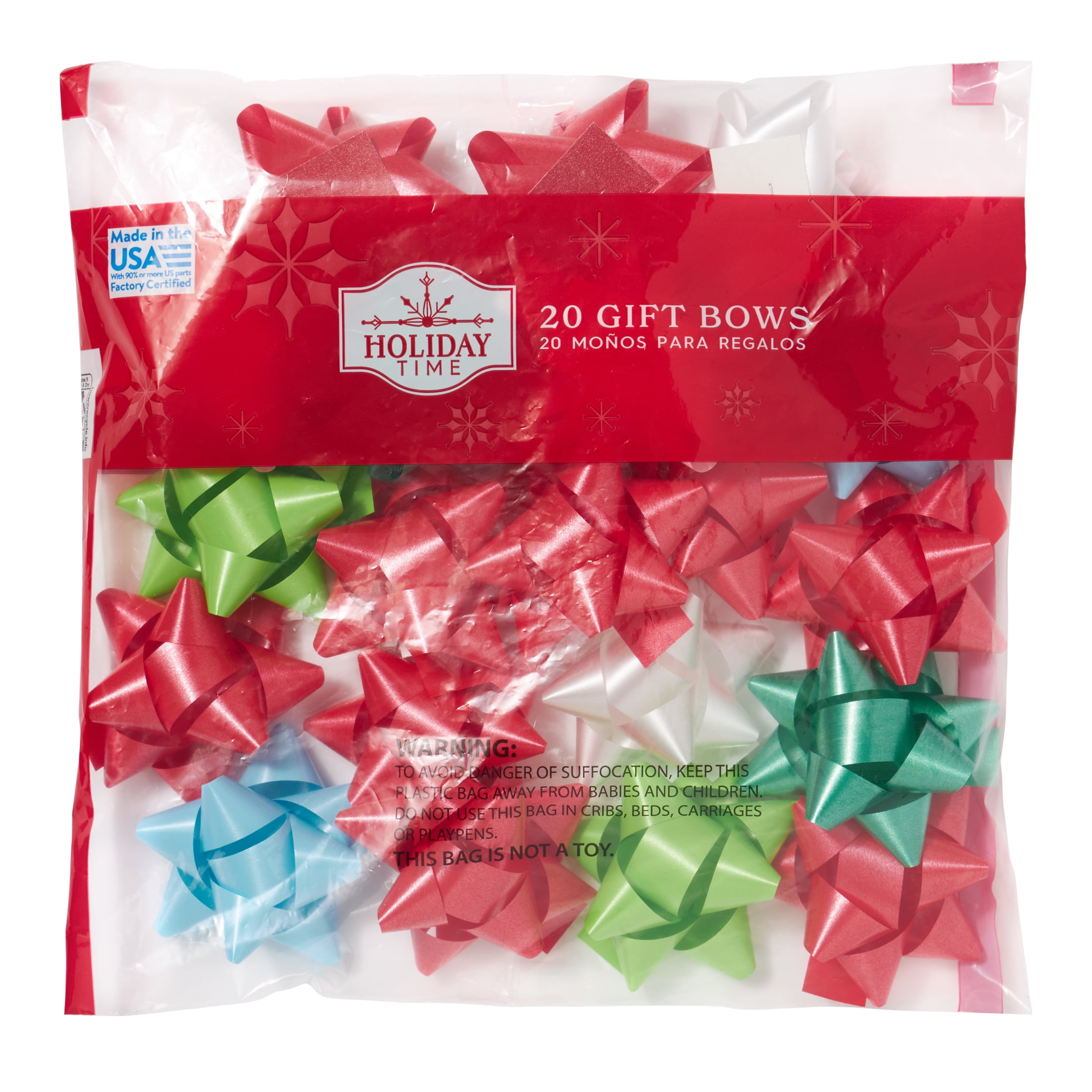 Brandclub - Gift Bows, Assorted Colors, 20 Count, by Holiday Time