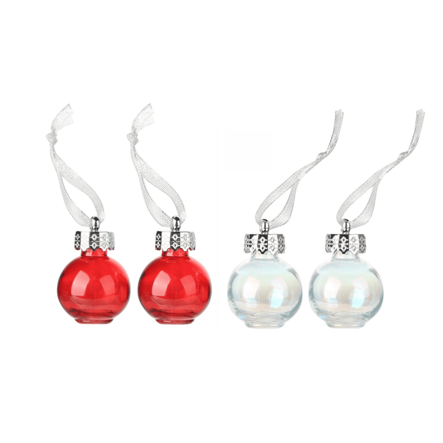 Holiday Time Ornament Shot Glass Clear Iridescent and Red, 4 Pack ...