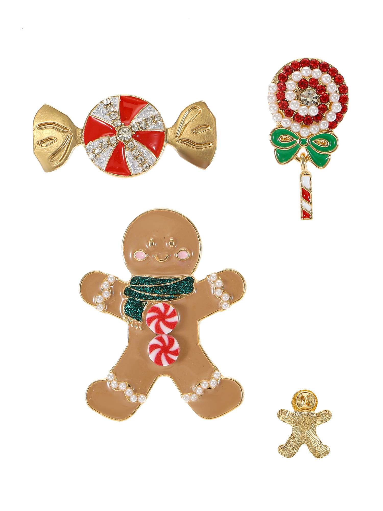 Holiday Time Oven Mitt, Gingerbread Man, Peppermint Brooch Set, 3 ...