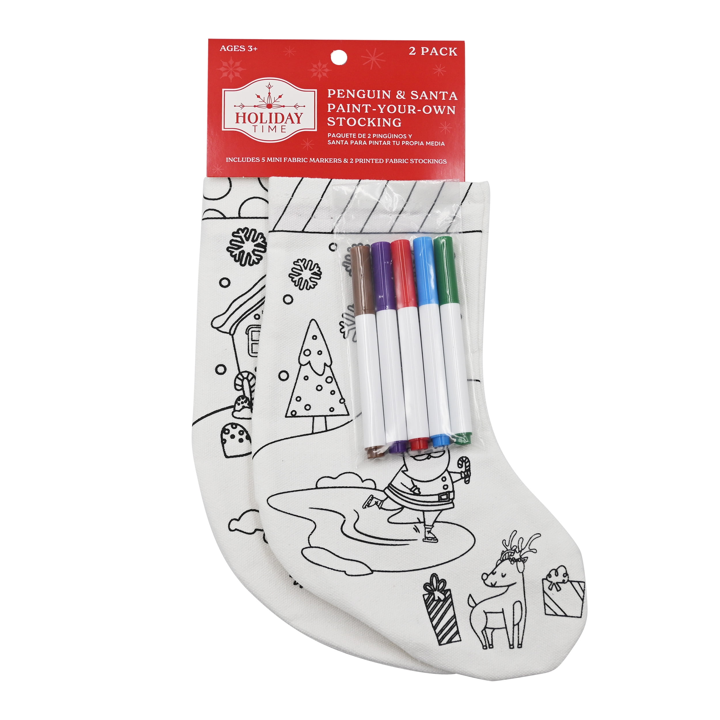Holiday Time Penguin and Santa Paint Your Own Stocking Art Kits ...
